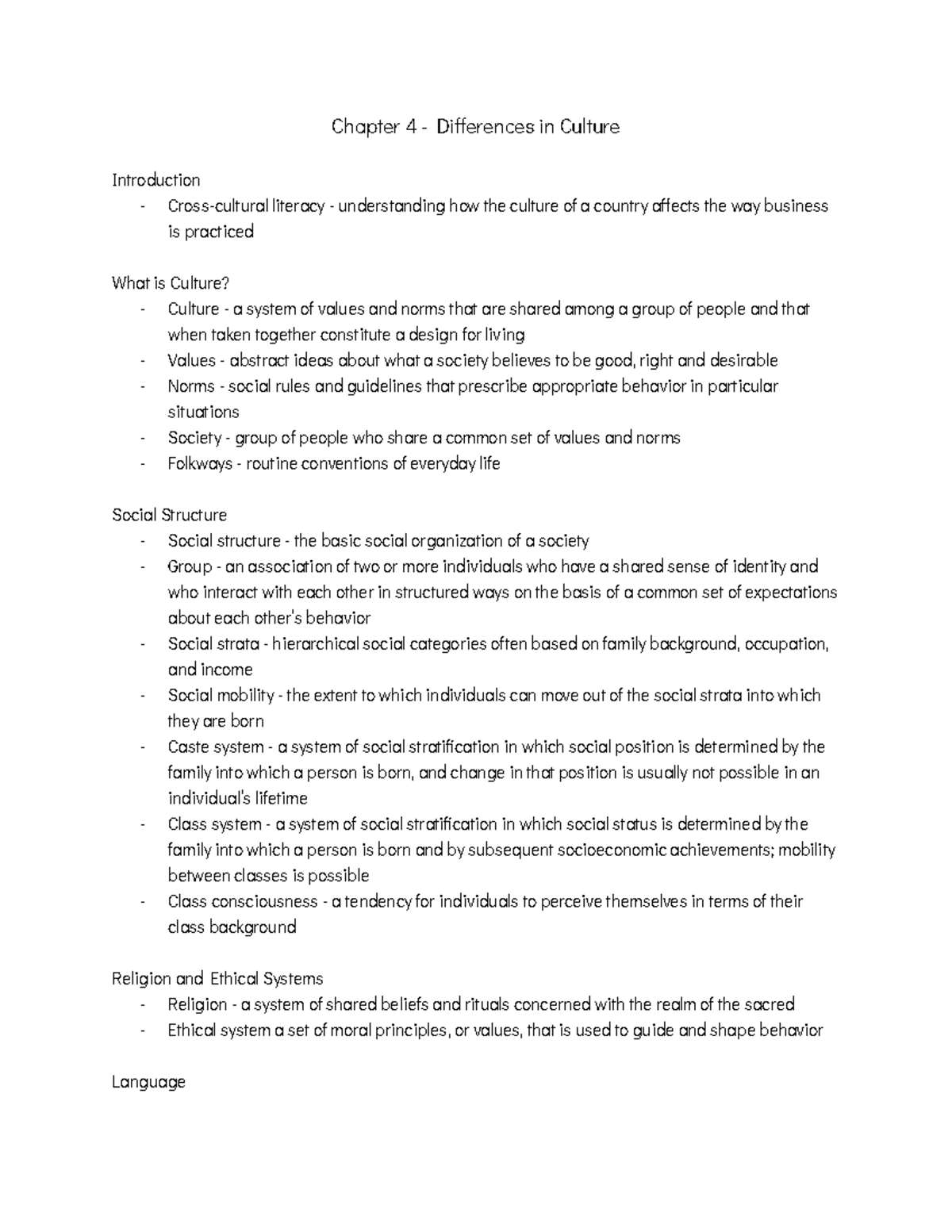 Chapter 4 - Differences in Culture - Chapter 4 - Differences in Culture ...