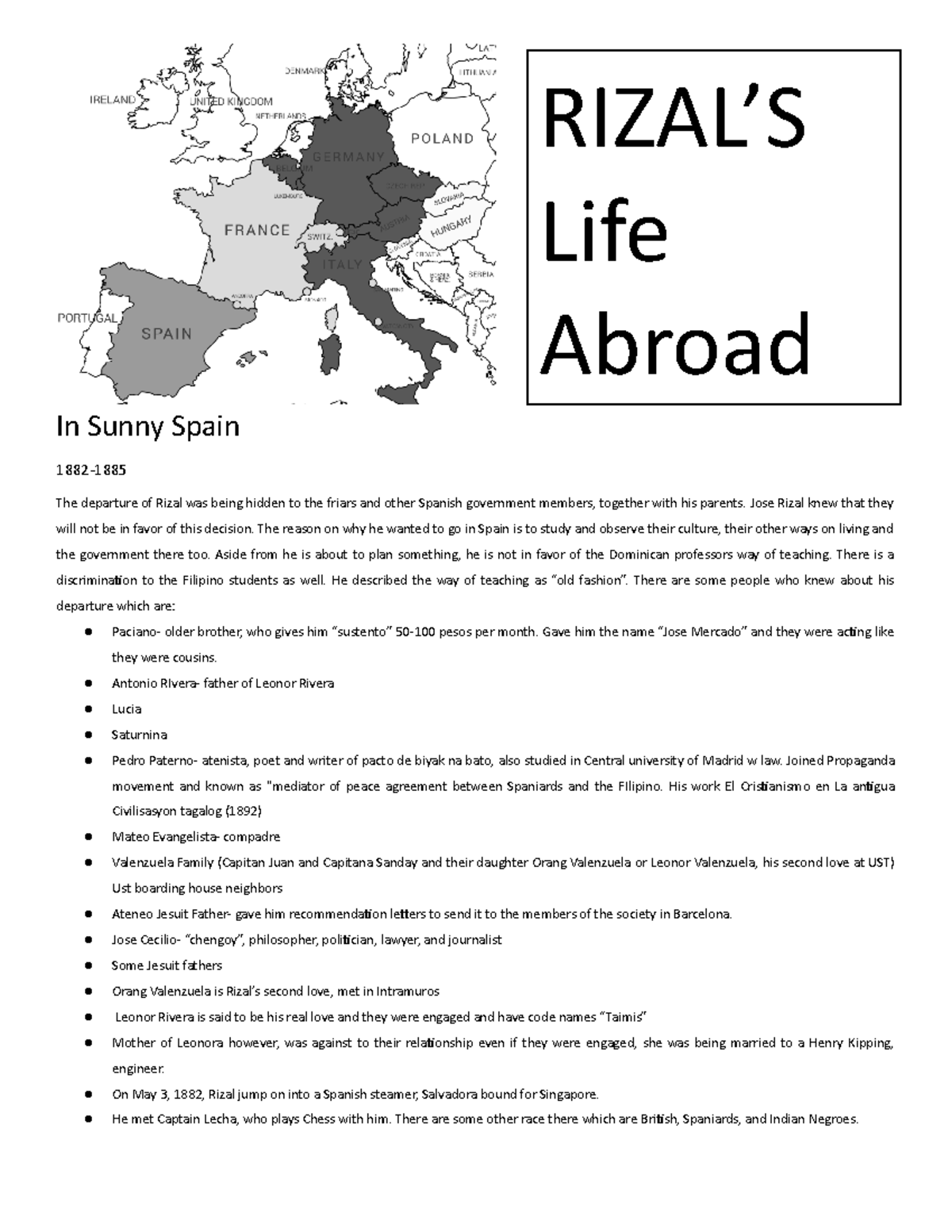 Rizals-LIFE- Abroad - In Sunny Spain 1882- The departure of Rizal was ...