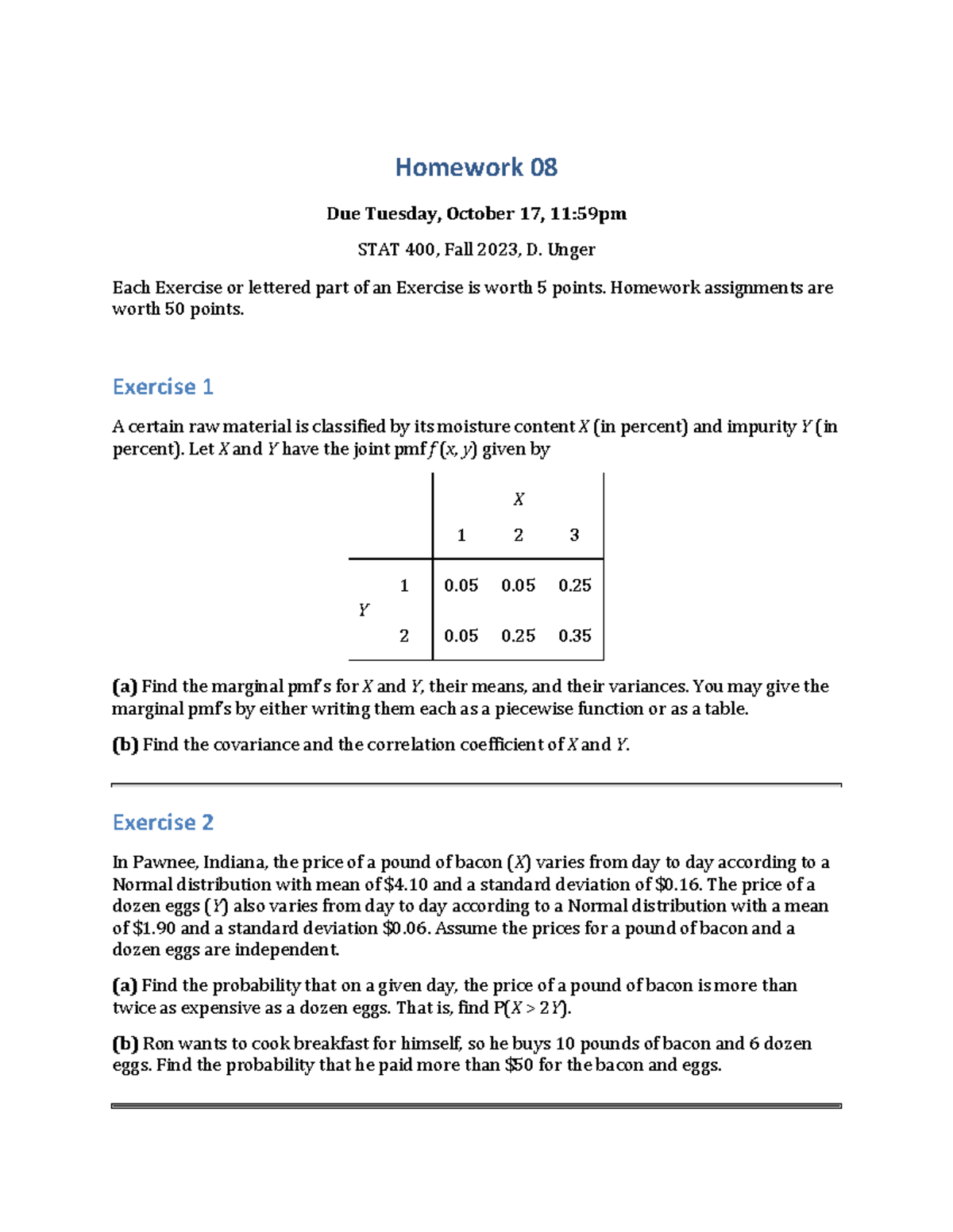 Stat400-hw08-Fa23 - Homework 8 - Homework 08 Due Tuesday, October 17 ...
