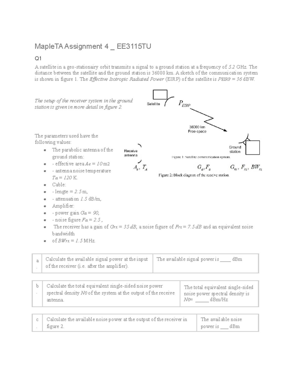 Maple TA Assignment 4 EE3115TU - MapleTA Assignment 4 _ EE3115TU Q1 A ...