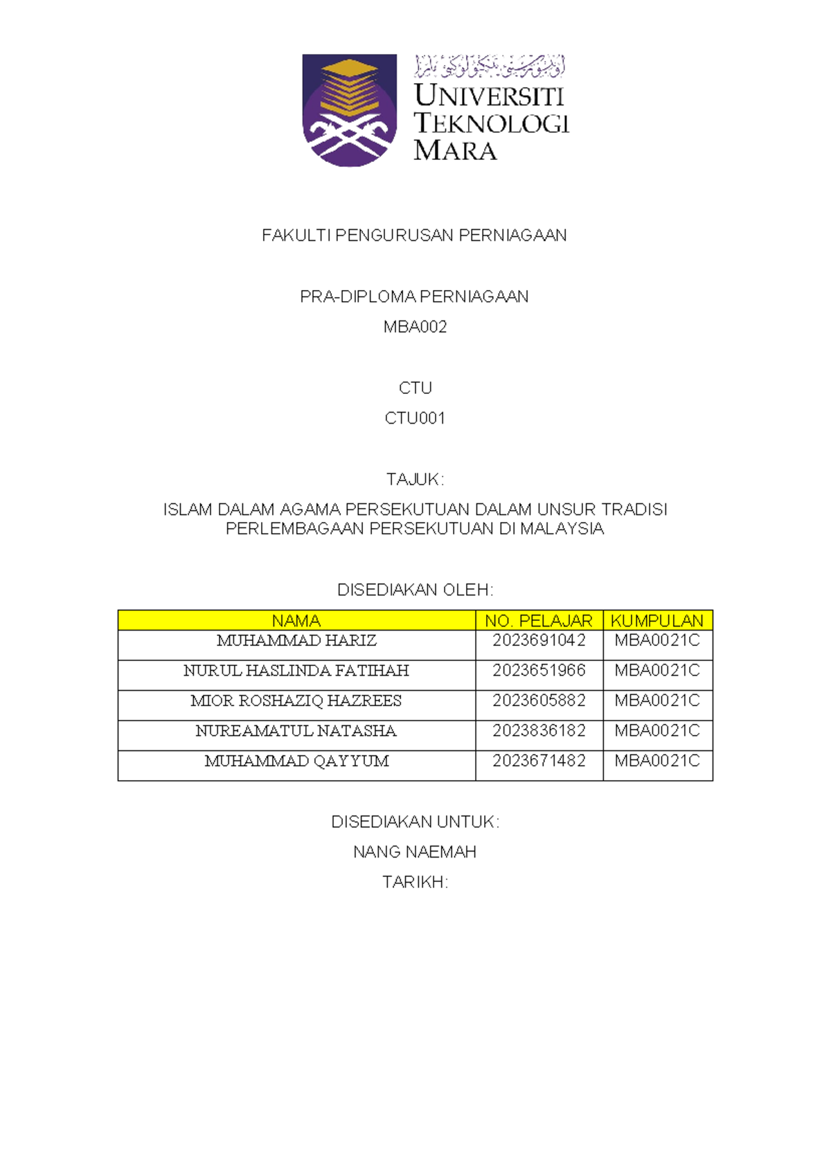 CTU Asssignment Article - FAKULTI PENGURUSAN PERNIAGAAN PRA-DIPLOMA ...