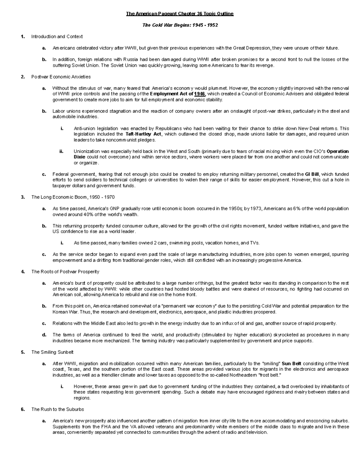 Apush Chapter 36 Topic Outline - The American Pageant Chapter 36 Topic ...