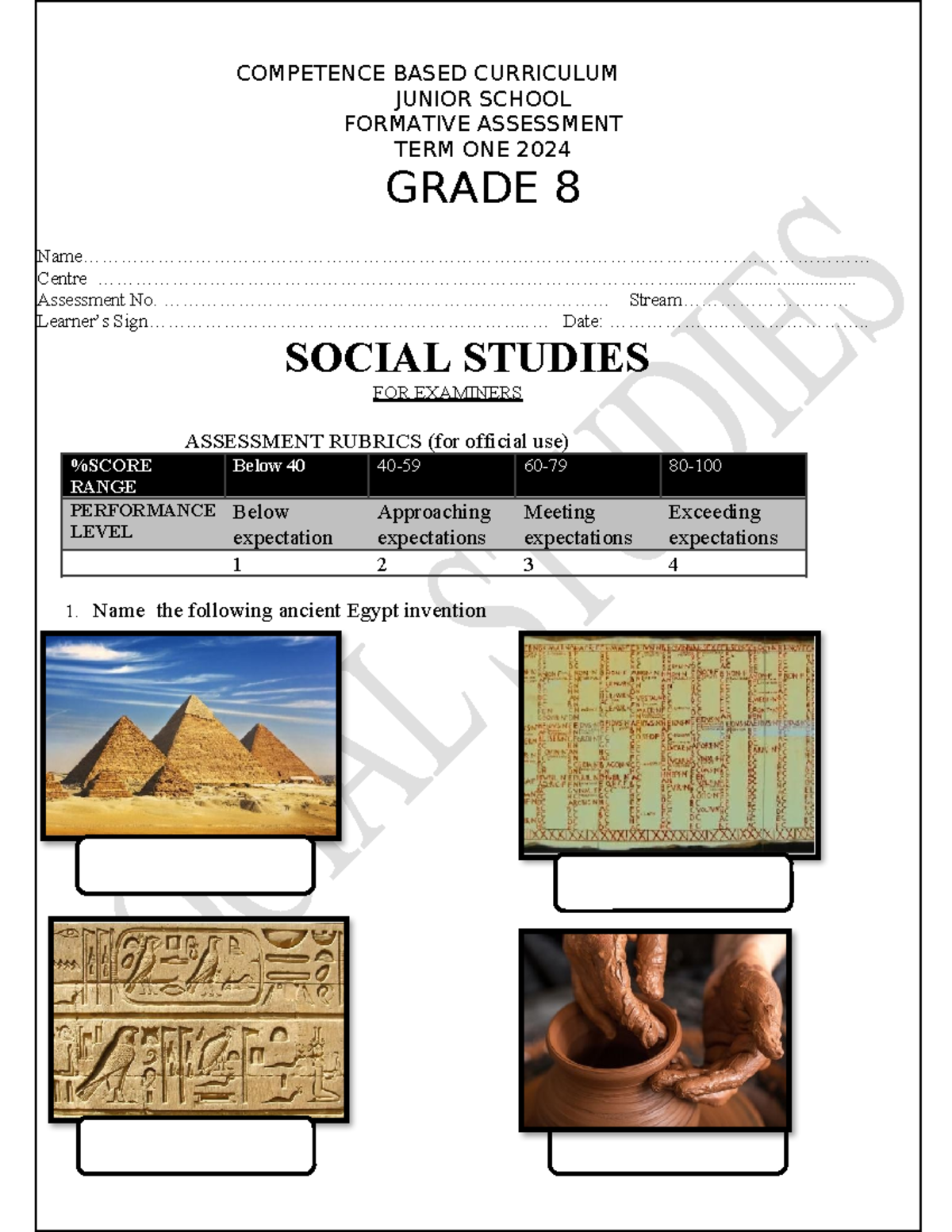 Grade 8 Social Studies QS4 - - Studocu