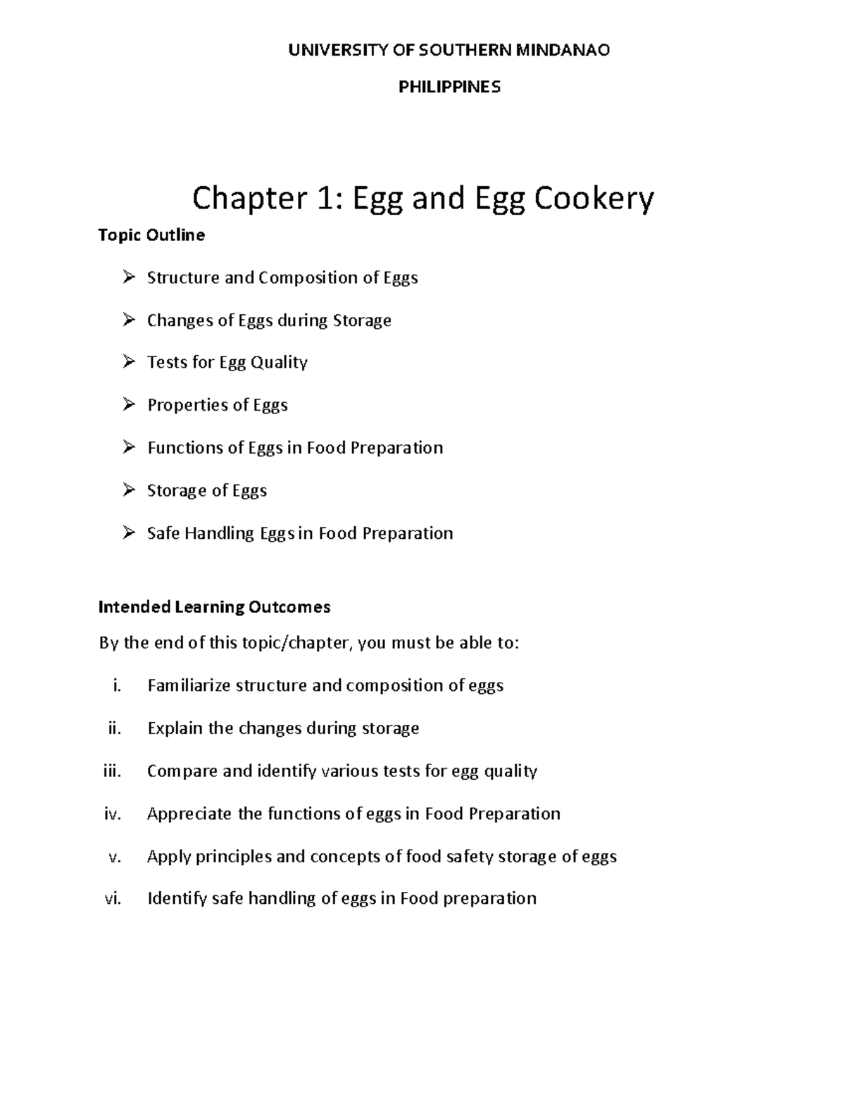 EGGS Reviewer 1 - Basic eggs lectures - PHILIPPINES Chapter 1: Egg and ...