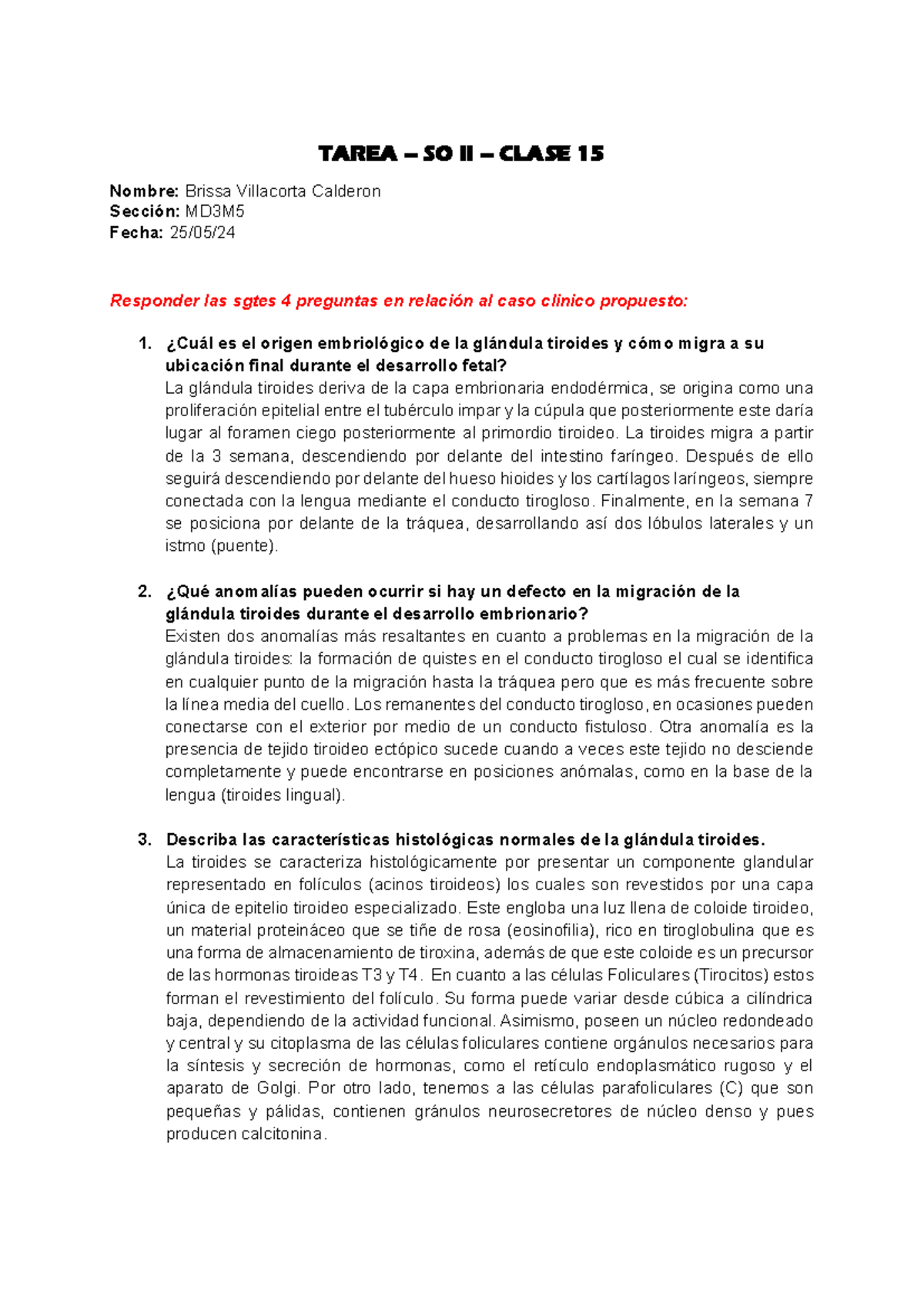 CASO Clinico Clase 15 SO Teoria Brissa Villacorta - TAREA – SO II – CLASE 15 Nombre: Brissa ...