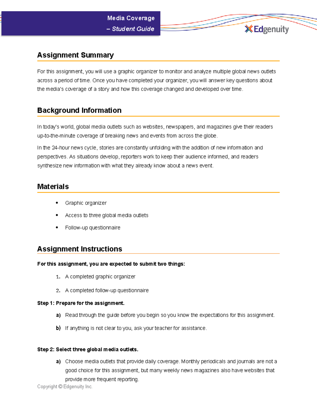 Project-Media Coverage-student guide - Media Coverage – Student Guide ...