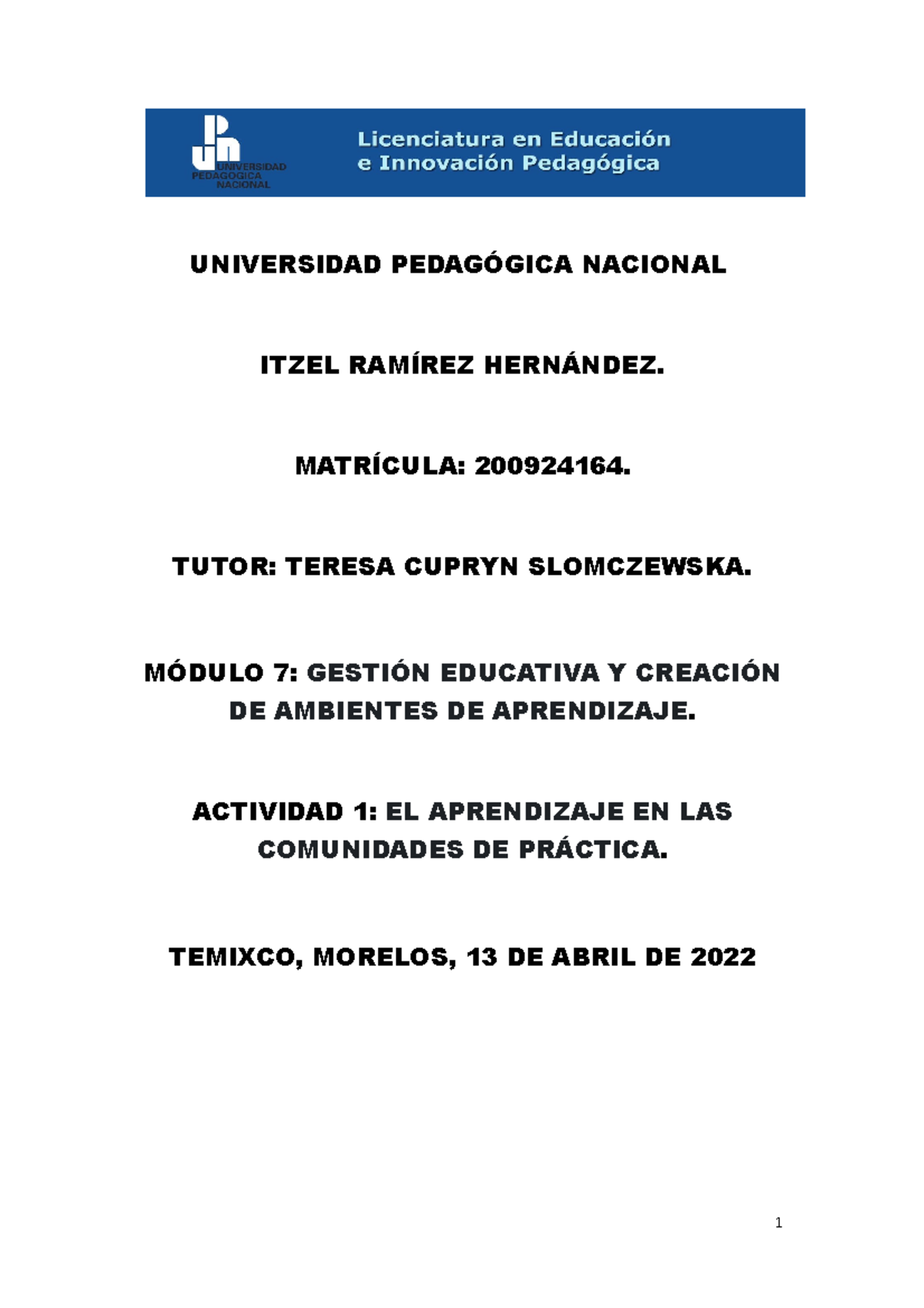 IRamírez comunidadesdepráctica UPN LEIP - UPN - Studocu