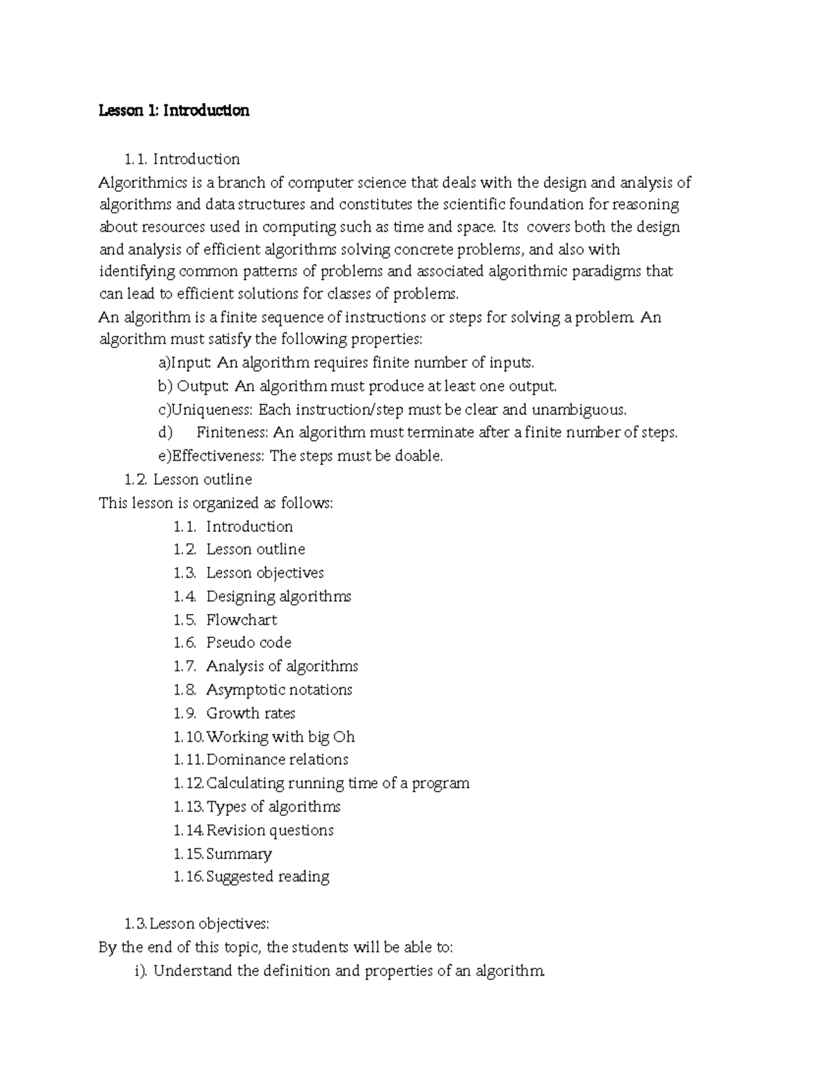 Data Structures Introduction Lesson 1 Introduction 1 Introduction Algorithmics Is A Branch