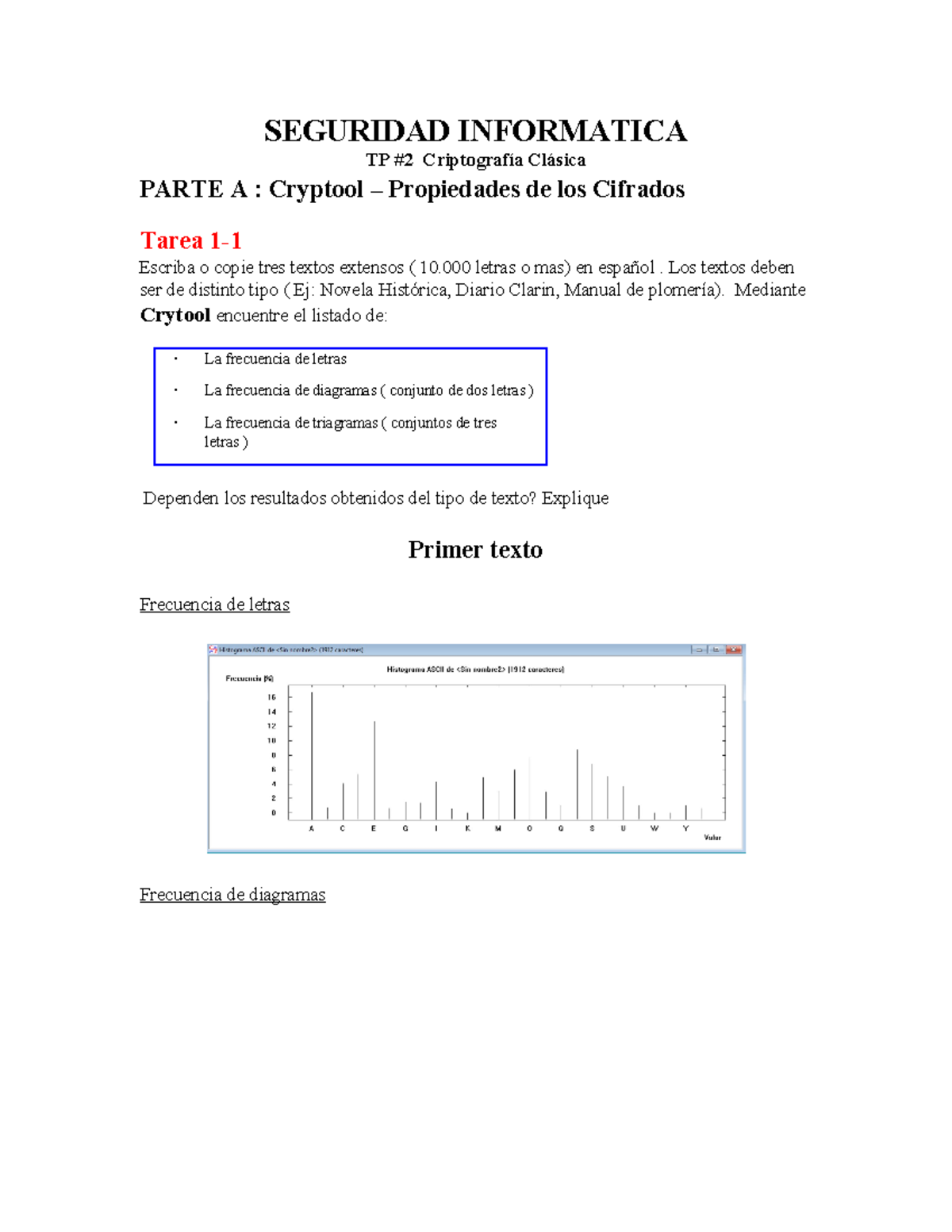 TP Encriptado Clasico (1) - SEGURIDAD INFORMATICA TP #2 Criptografía Clásica PARTE A : Cryptool ...