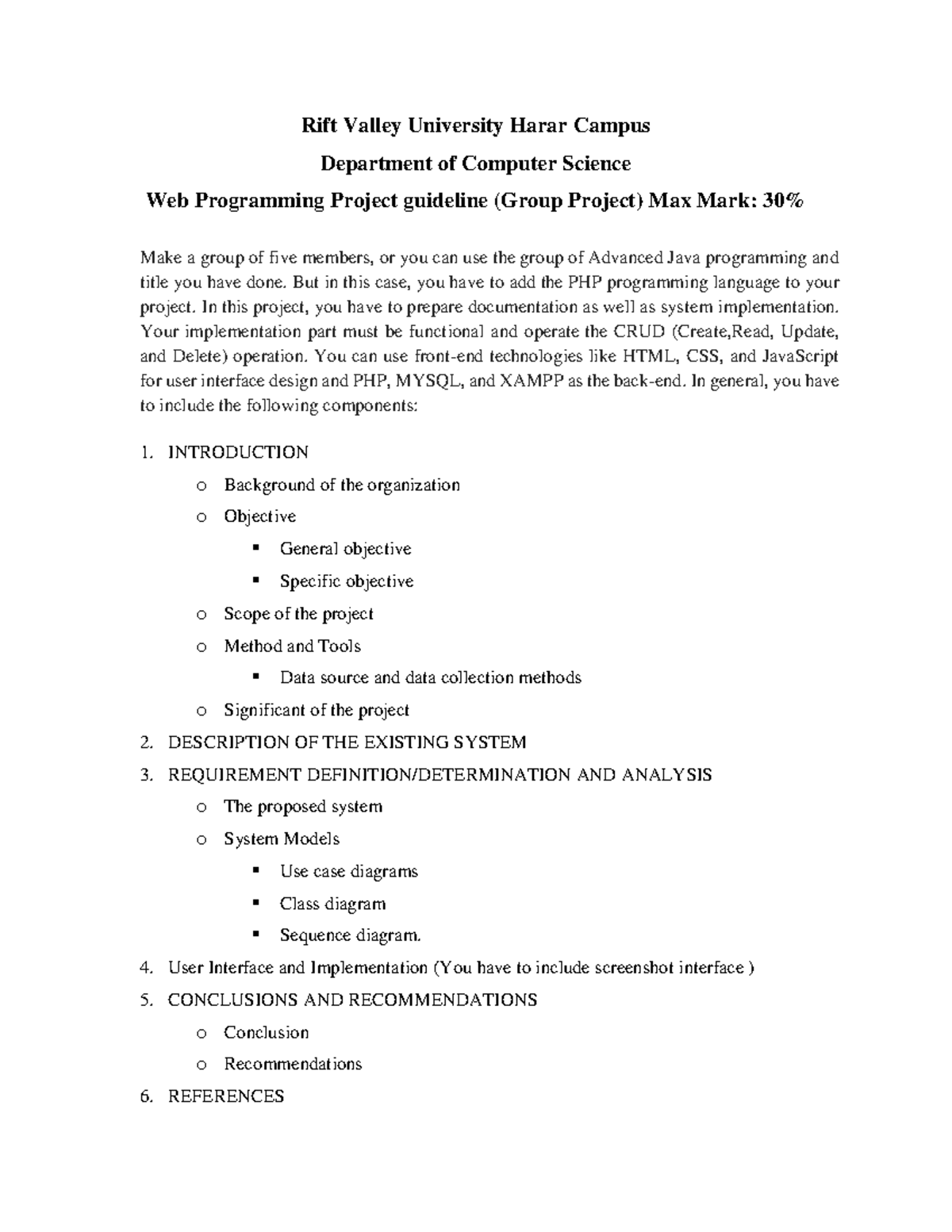 Web Programming project guideline - Rift Valley University Harar Campus ...