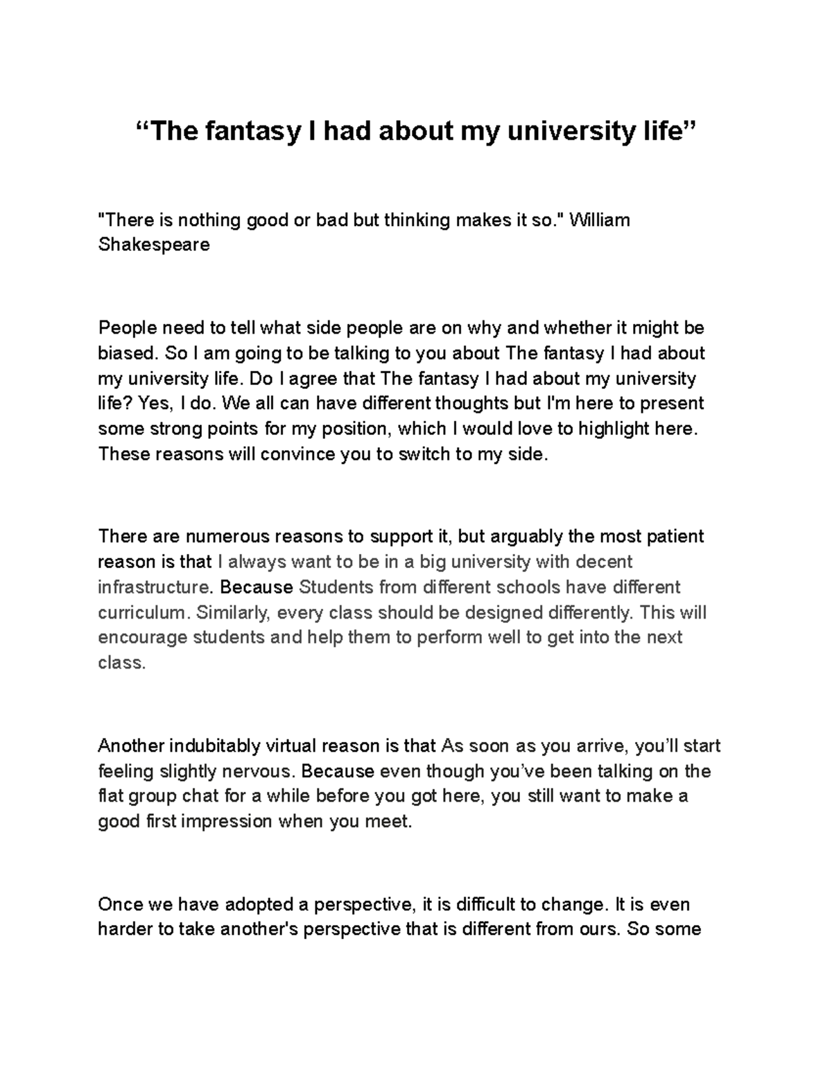 “The fantasy I had about my university life” - English Fundamentals ...