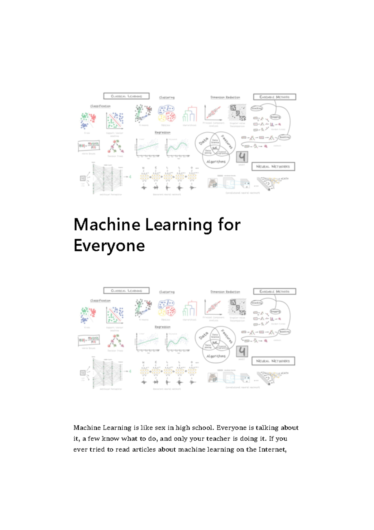 Machine Learning - Everyone is talking about it, a few know what to do, and only your teacher is ...