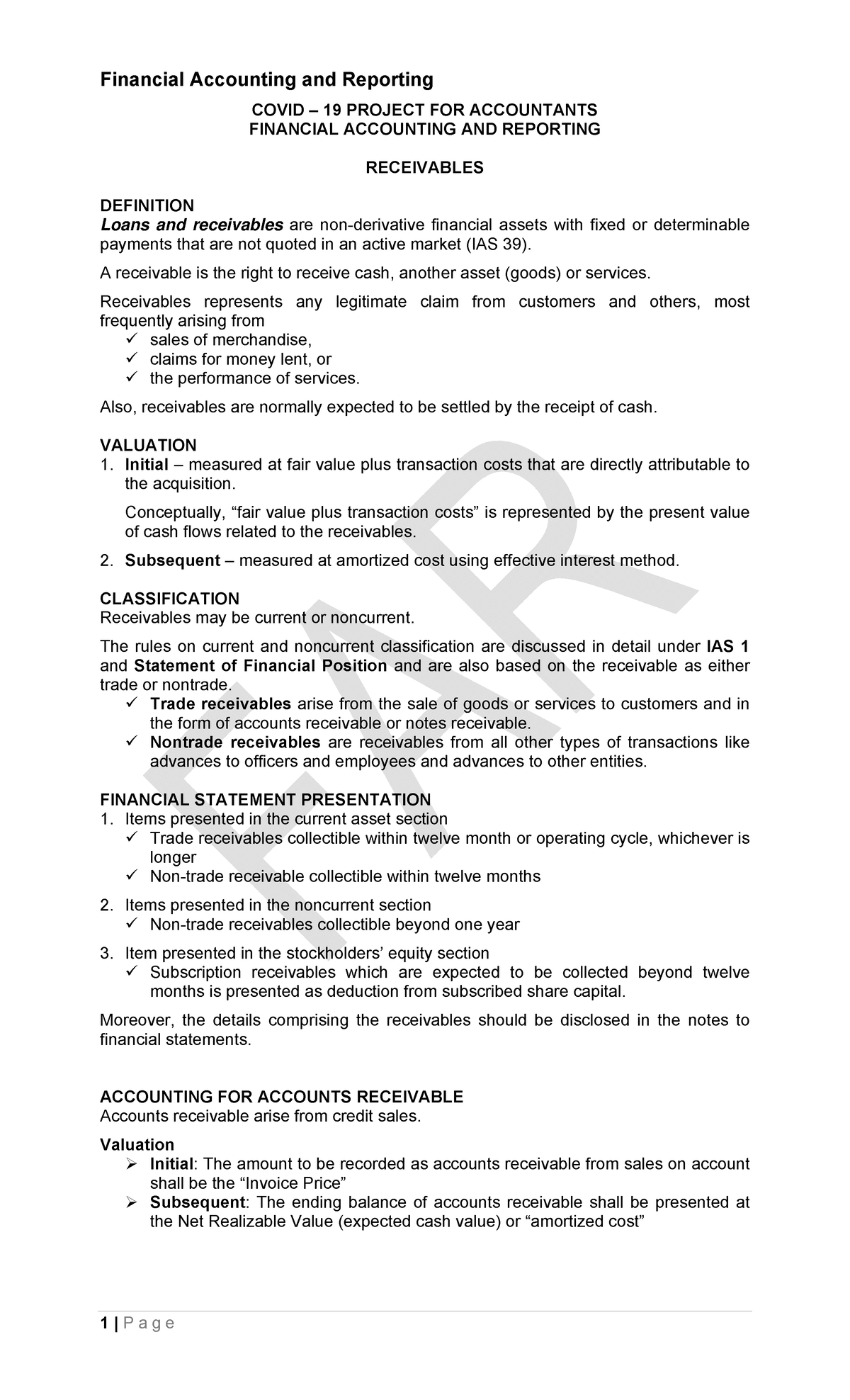 accounting materials for reviewaccounting materials for review - COVID ...