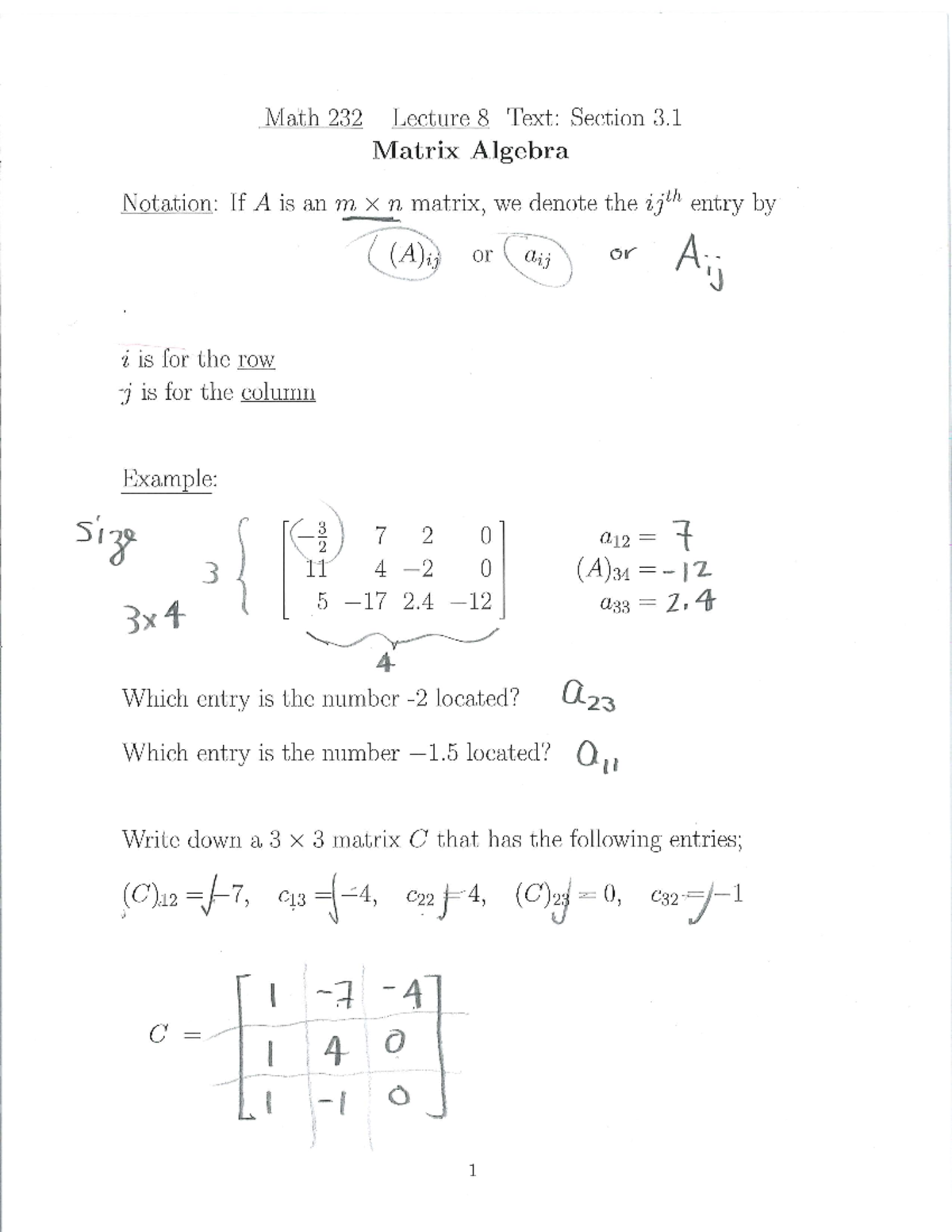 Jan24 - Lecture notes 9 - MATH 232 - Studocu