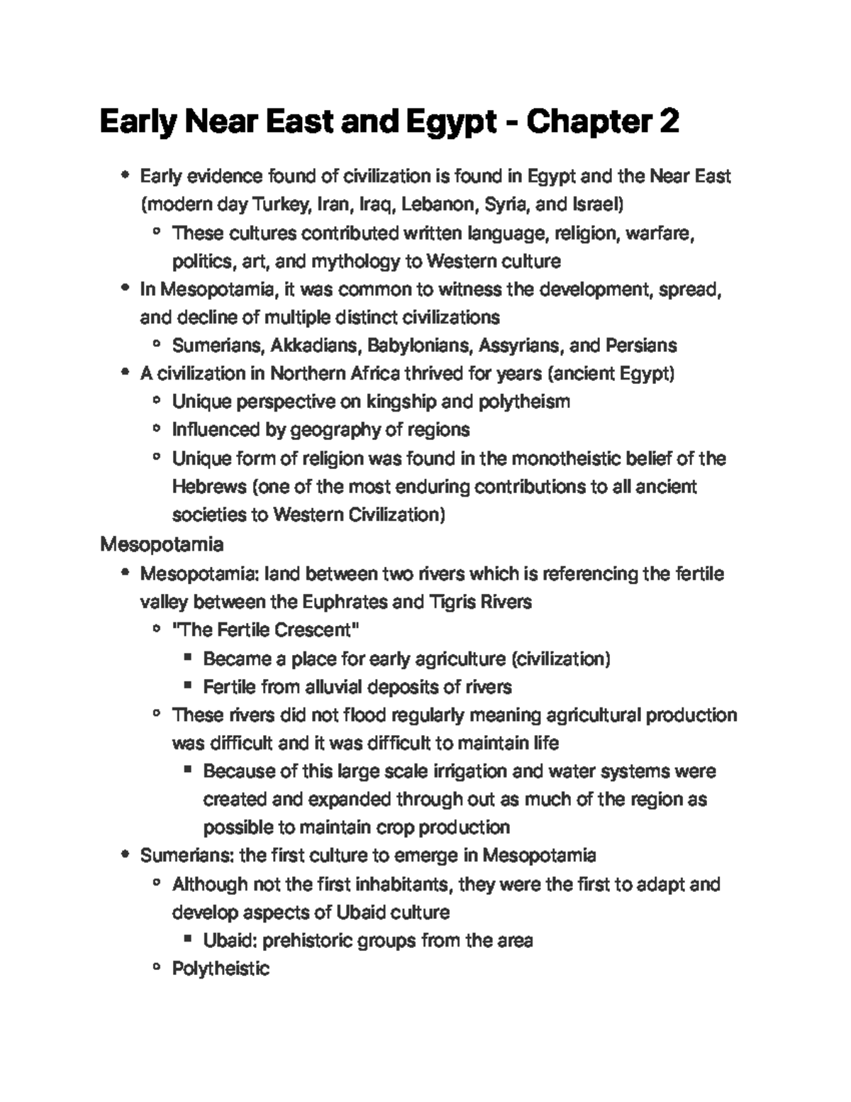 Early Near East and Egypt - Chapter 2 - Ea r l y N e a r Ea s t a n d E ...