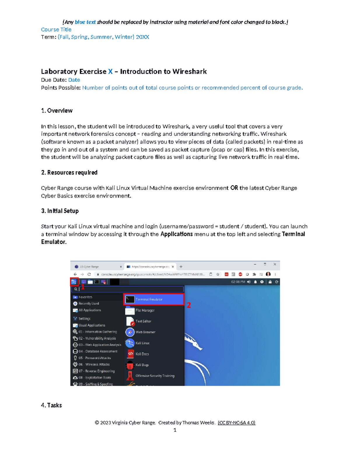 Laboratory Exercise A6 Introduction To Wireshark 1 Course Title Term Fall Spring Summer