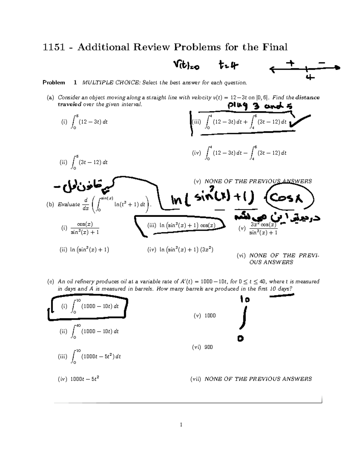 1151Final Au 24Review - Math 1151 - 1151 - Additional Review Problems ... 1151Final Au 24Review - Math 1151 - 1151 - Additional Review Problems ...