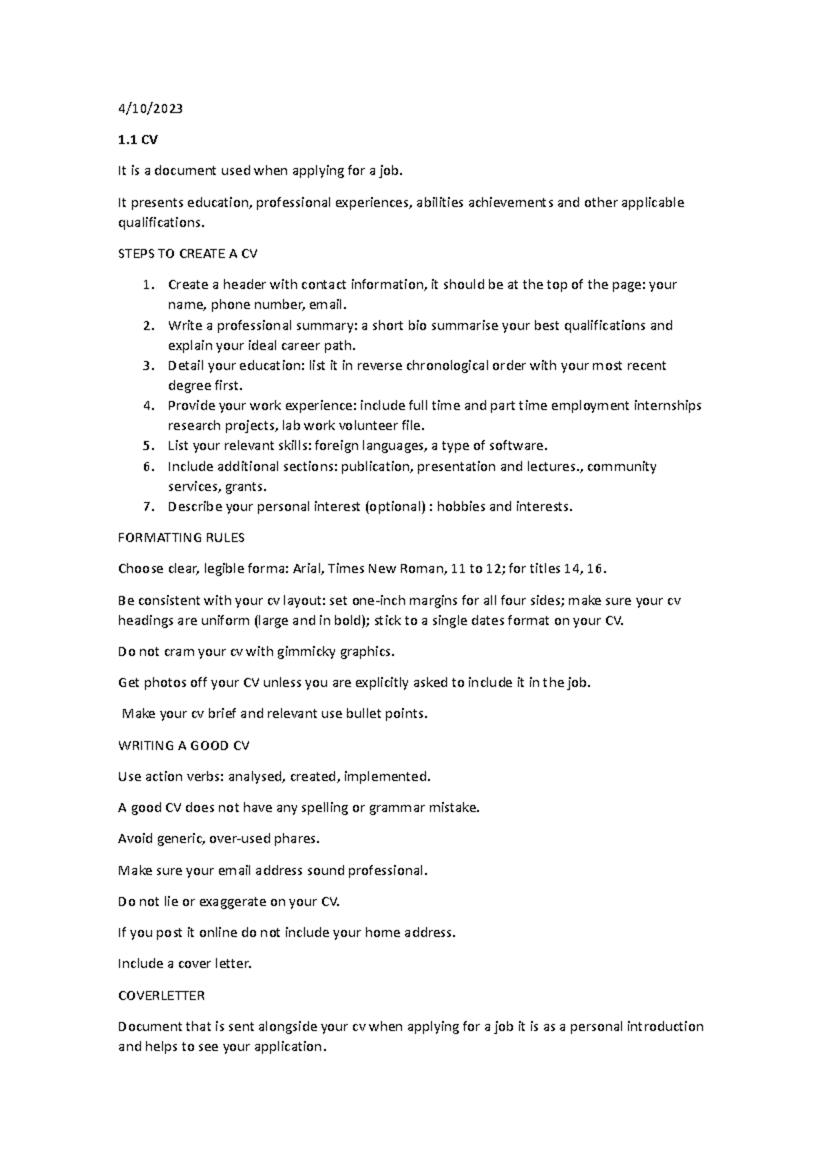 CV And Coverletter 4 10 1 CV It Is A Document Used When Applying For cv-and-coverletter-4-10-1-cv-it-is-a-document-used-when-applying-for