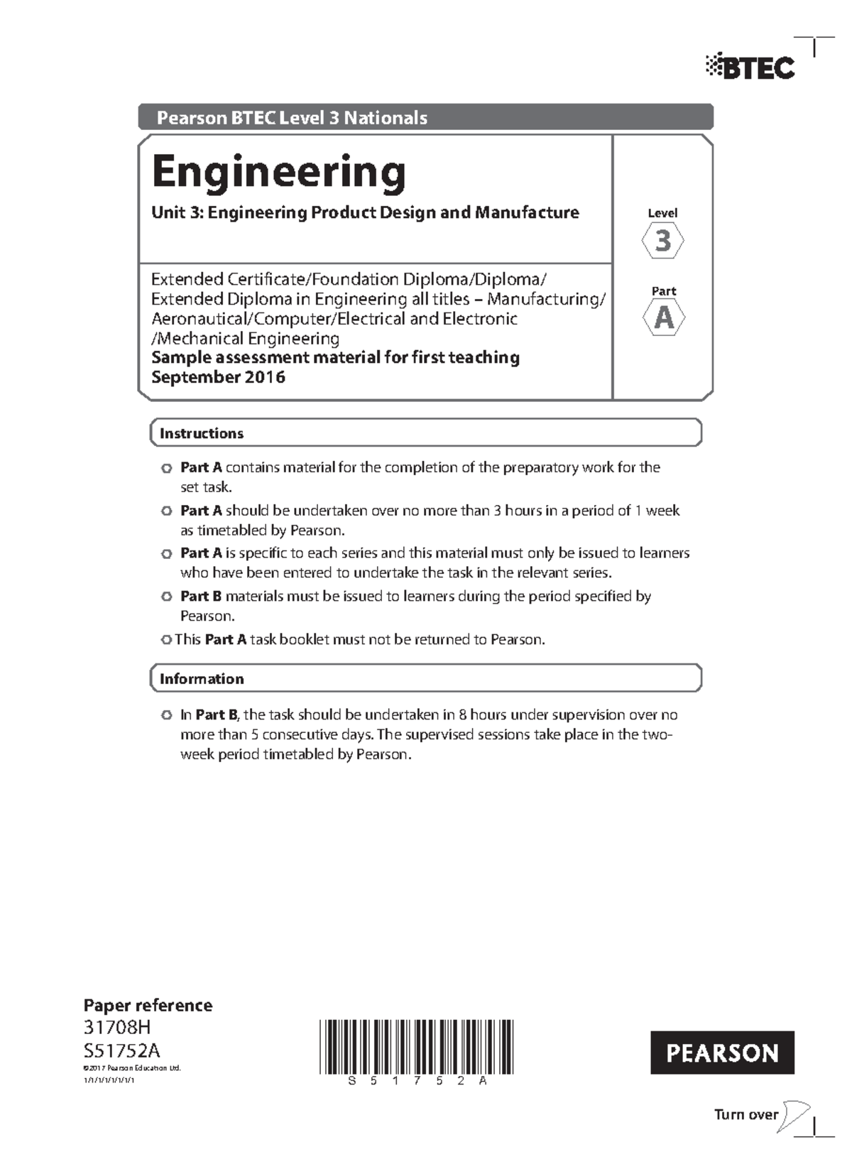 Additional sample assessment material Unit 3 Engineering Product Design ...