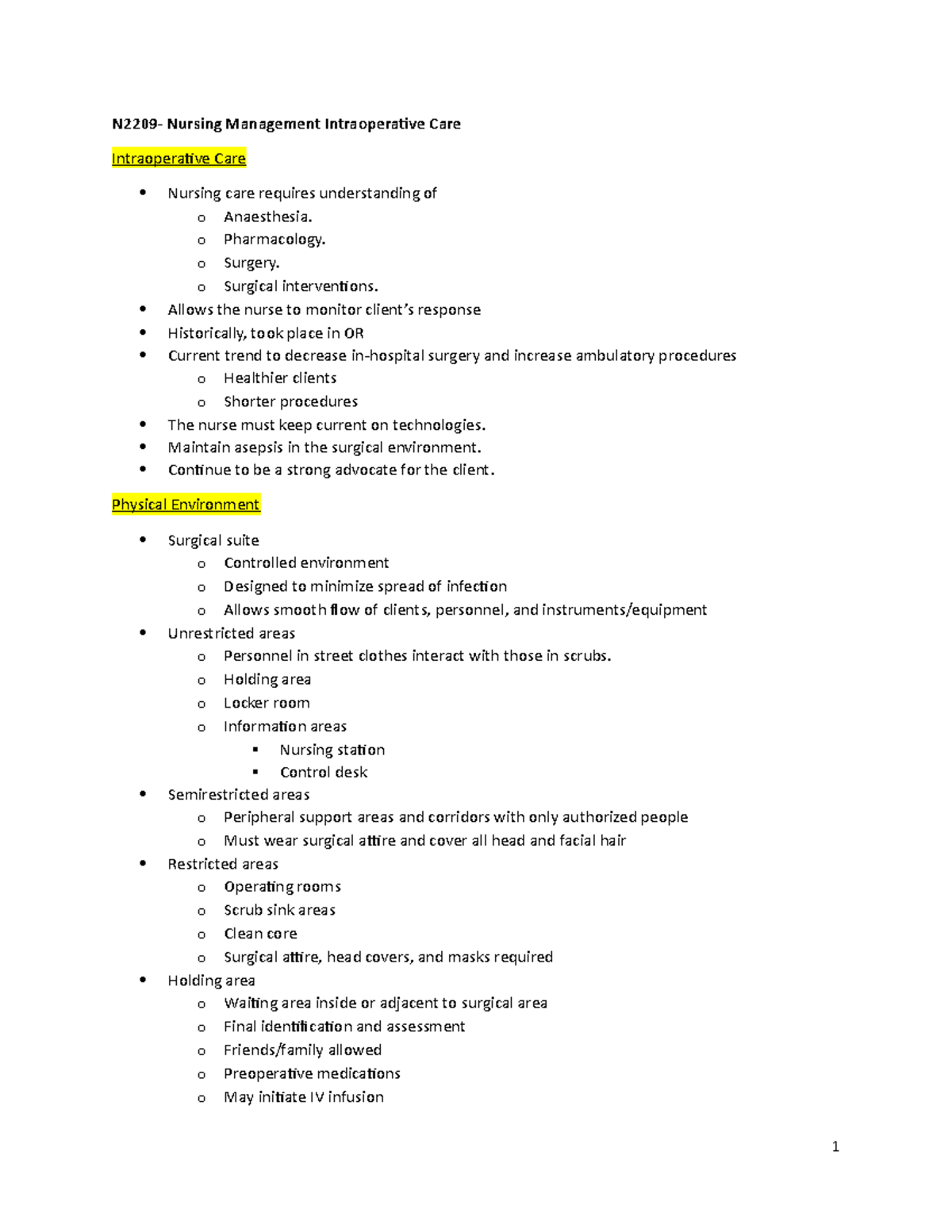 N2209- Nursing Management Intraoperative Care - N2209- Nursing ...
