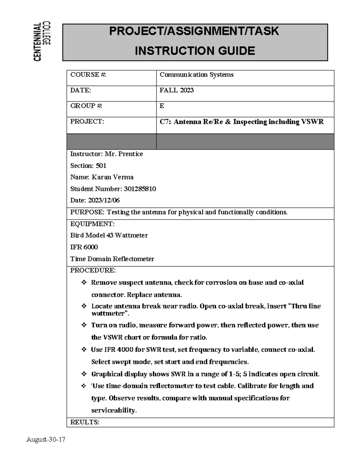 Lab 7 - Lab notes - COURSE #: Communication Systems DATE: FALL 2023 ...