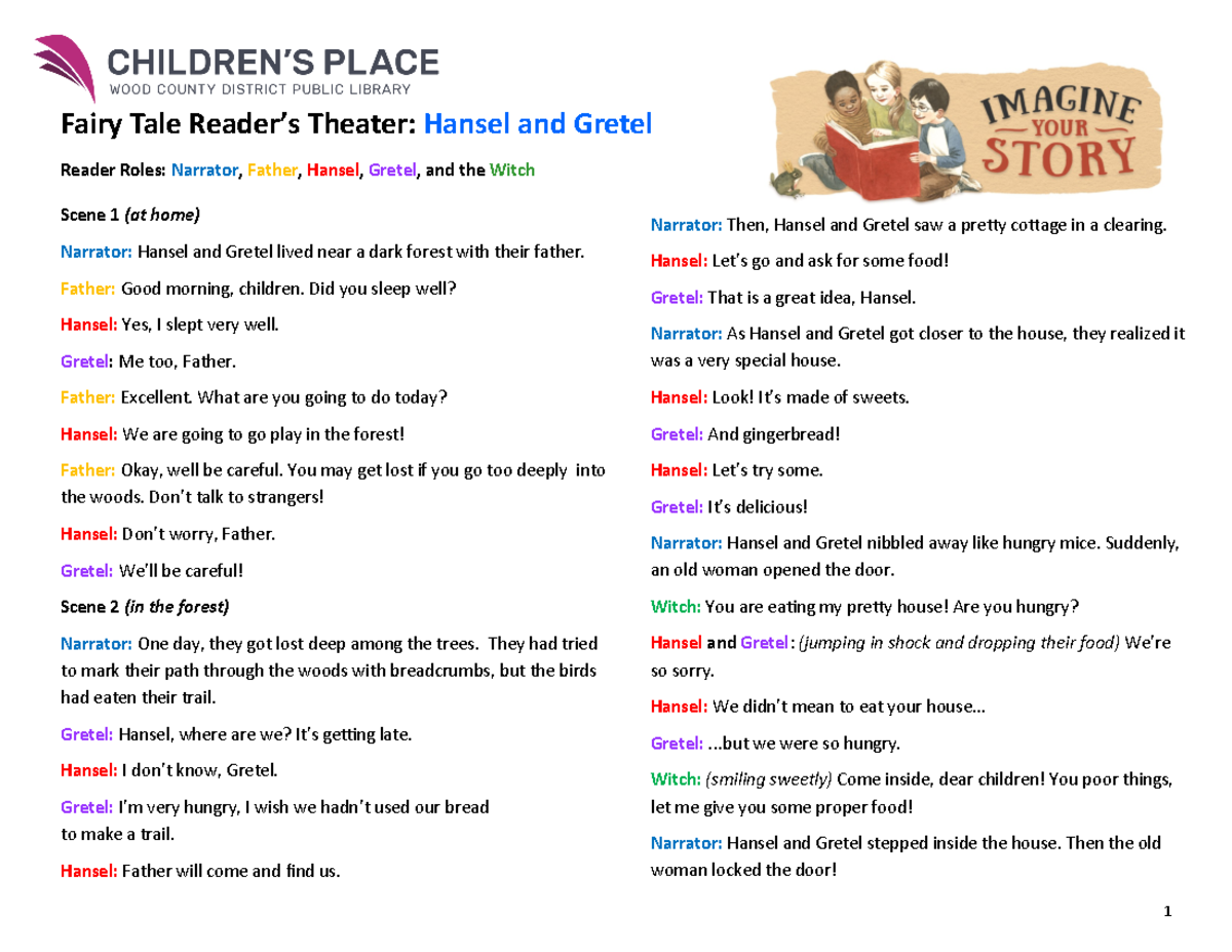 Hansel and Gretel Readers Theatre - 1 Fairy Tale Reader’s Theater ...