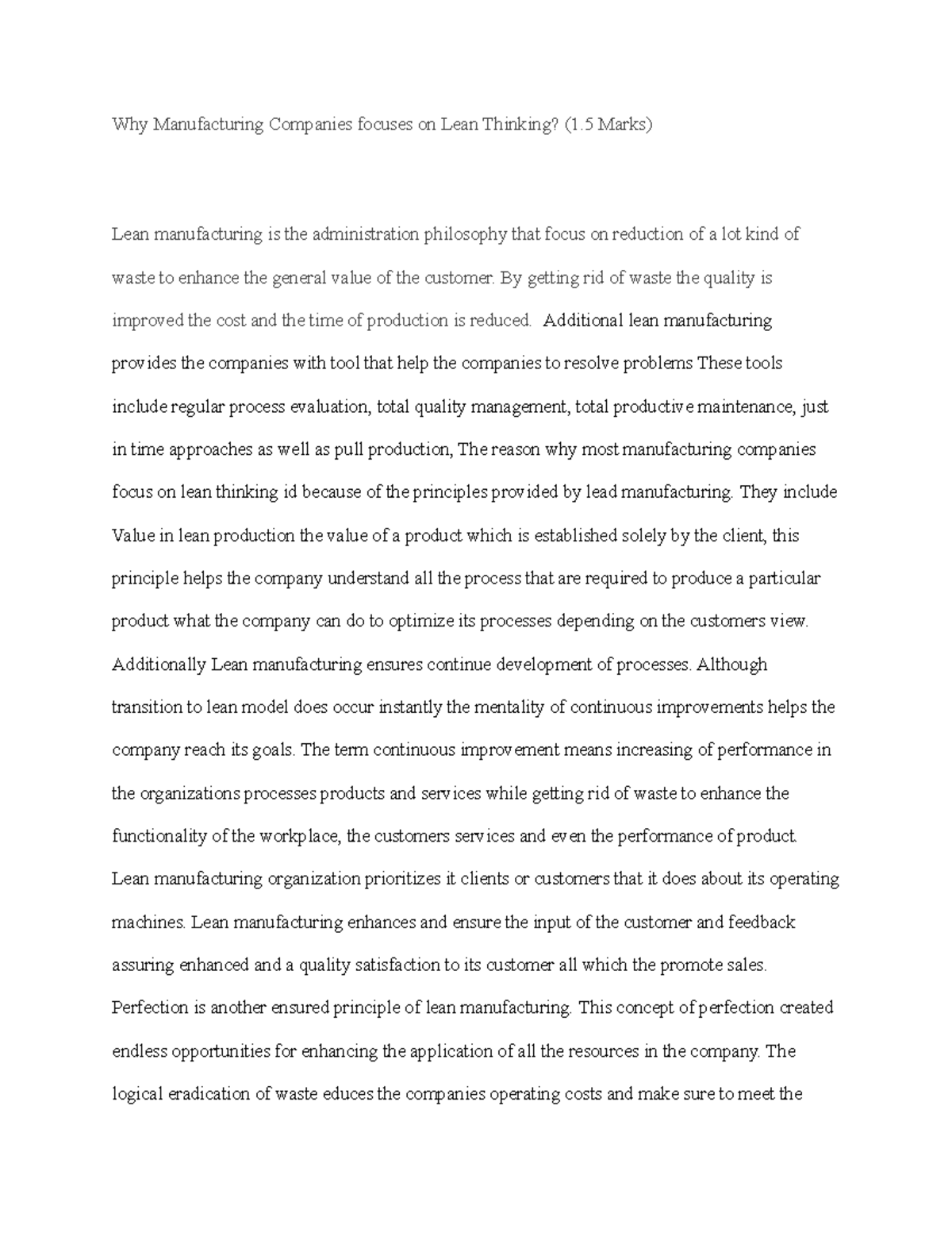 LEAN Processes - The lean manufacturing process is a method for ...