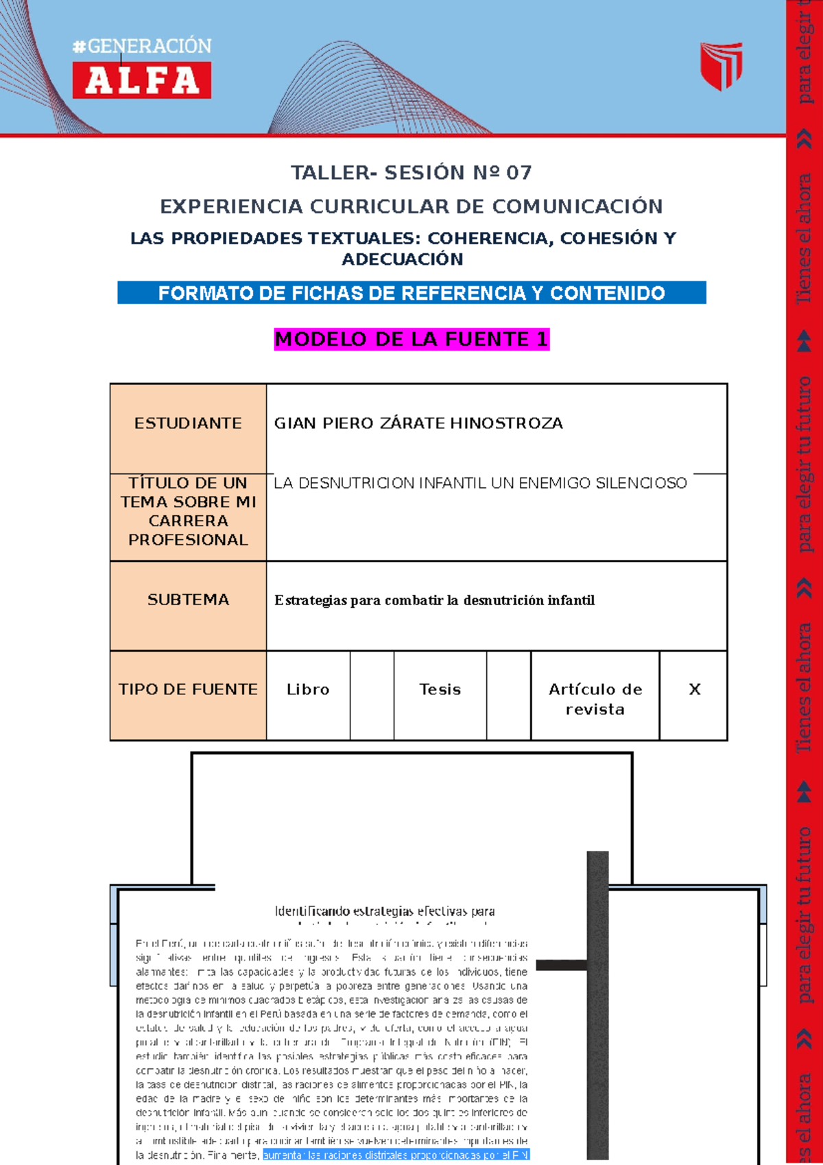 Formato PARA LA Elaboración DE LA Ficha Textual Y DE Resumen s6 Zarate ...