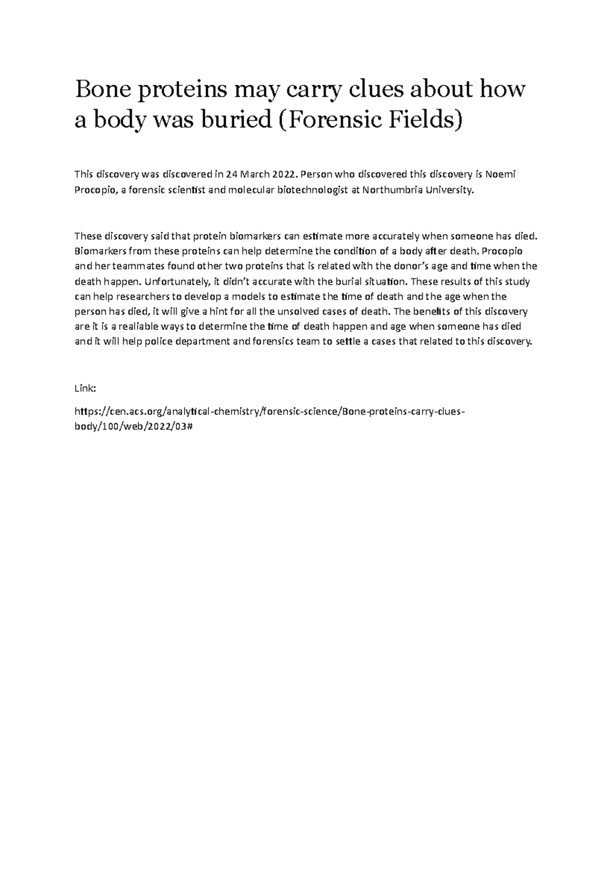 E-bulletin abt protein (forensic fields) - Bone proteins may carry ...