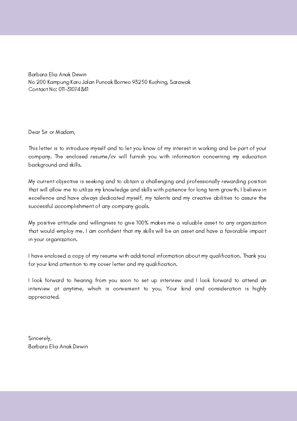 Cover Letter my cover letter your cover letter - Dear Sir or Madam ...