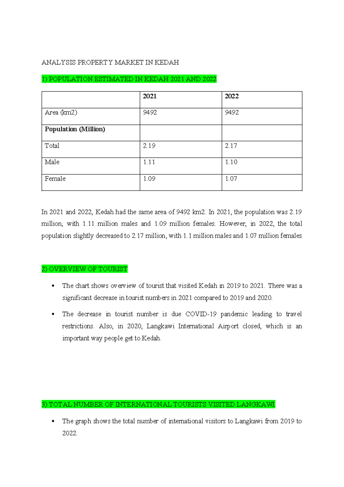 Analysis Property Market IN Kedah - ANALYSIS PROPERTY MARKET IN KEDAH 1) POPULATION ESTIMATED IN ...