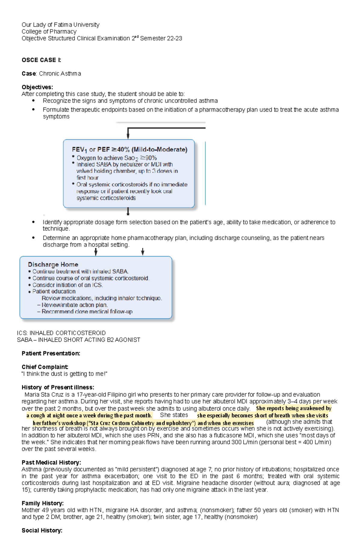 OSCE Case studies - mmmm - Our Lady of Fatima University College of ...