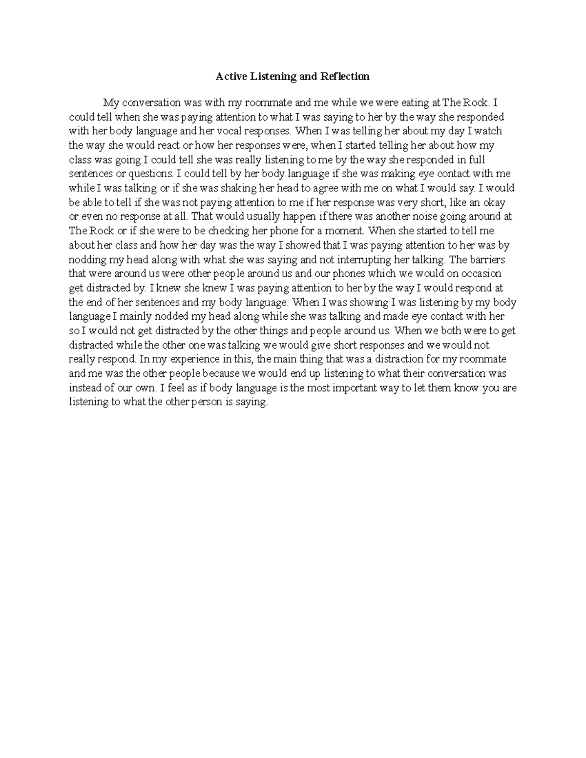 SCWK 130 Active Listening and Reflection - Active Listening and ...