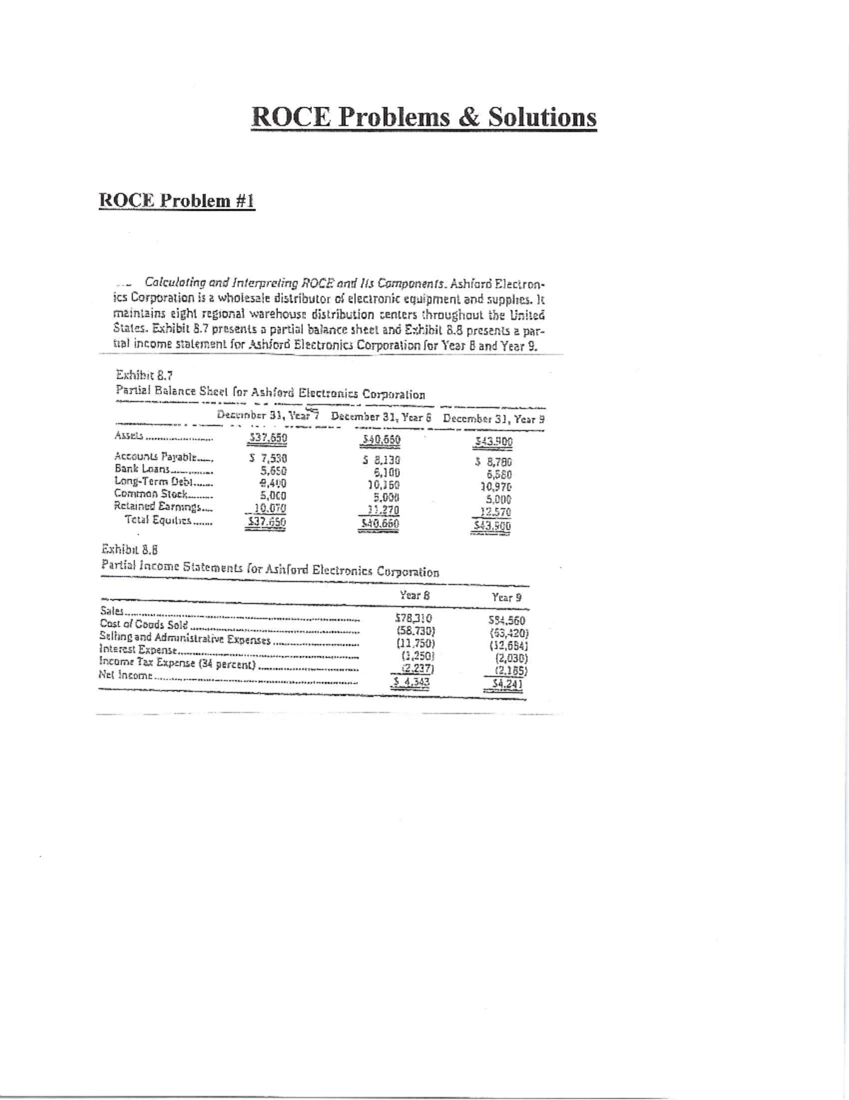 Roceproblems&Solutions Fall 2018 - ROCE Problems Solutions ROCE Problem ...