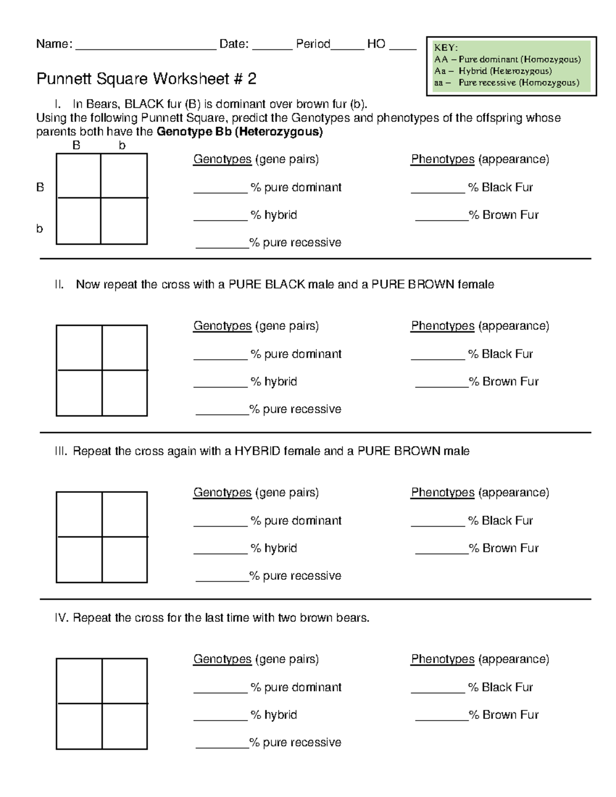 7-6-Punnett Square Practice 2 - Name: _____________________ Date ...