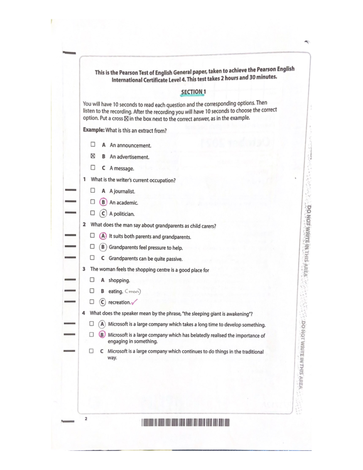 This is the Pearson Test of English General paper, taken to achieve the ...