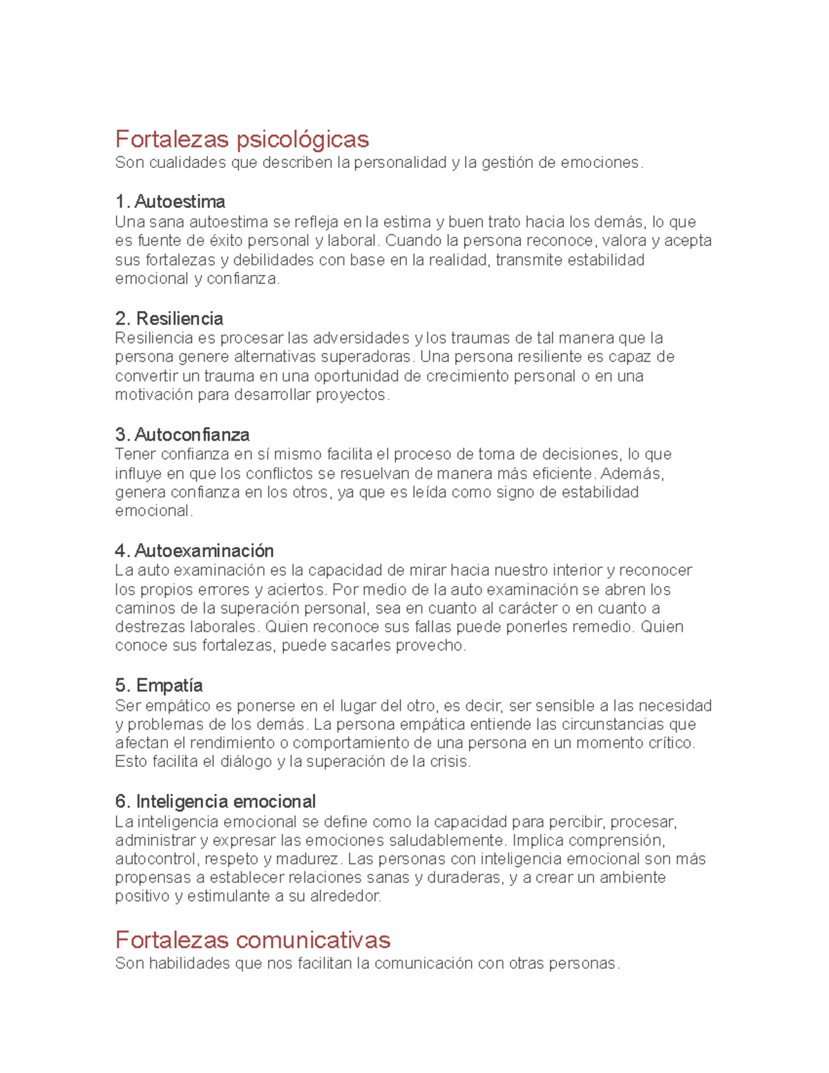 Fortalezas 2 2 - Fortalezas psicológicas Son cualidades que describen ...