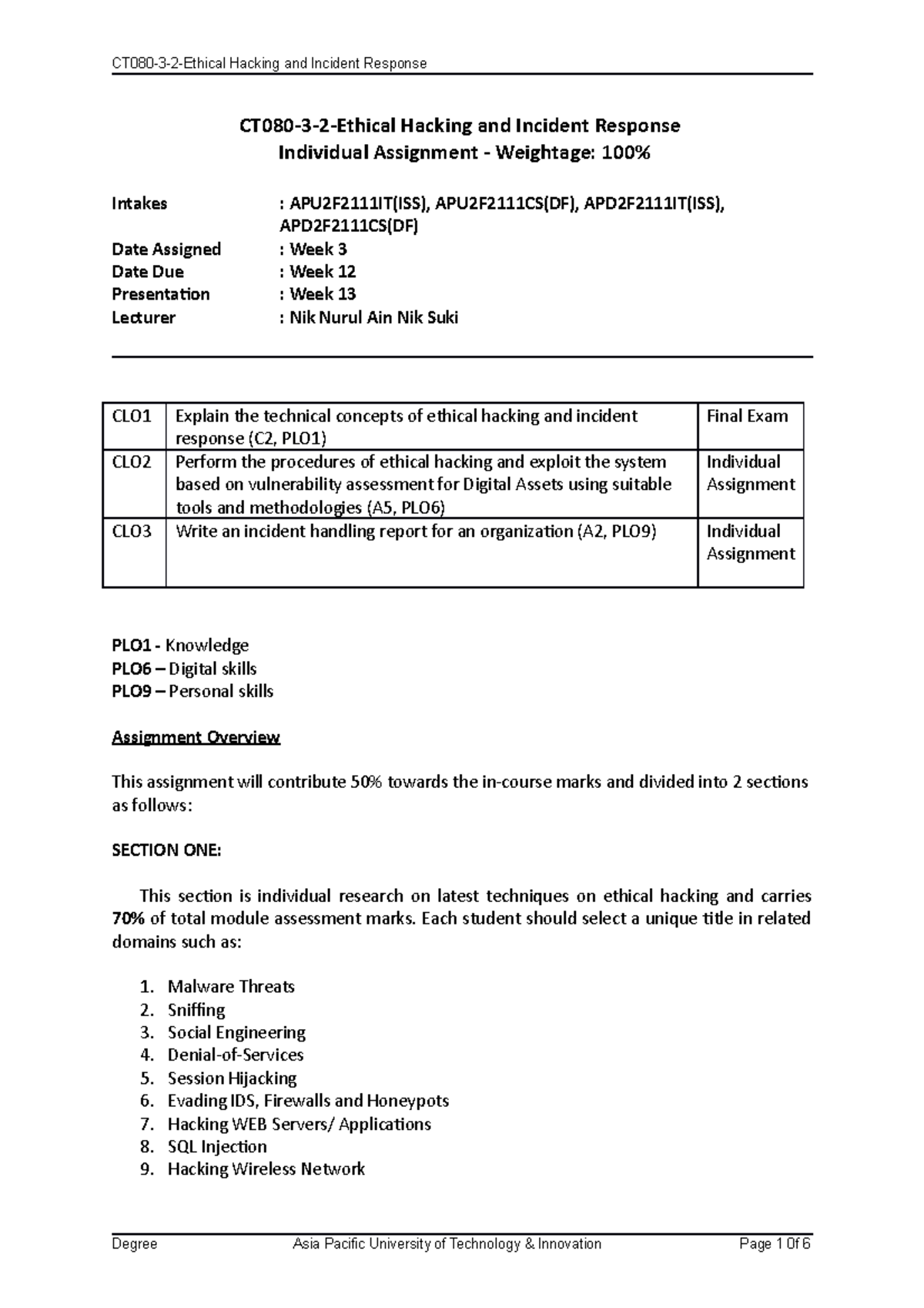 EHIR Assignment - 2208 - CT080-3-2-Ethical Hacking and Incident ...