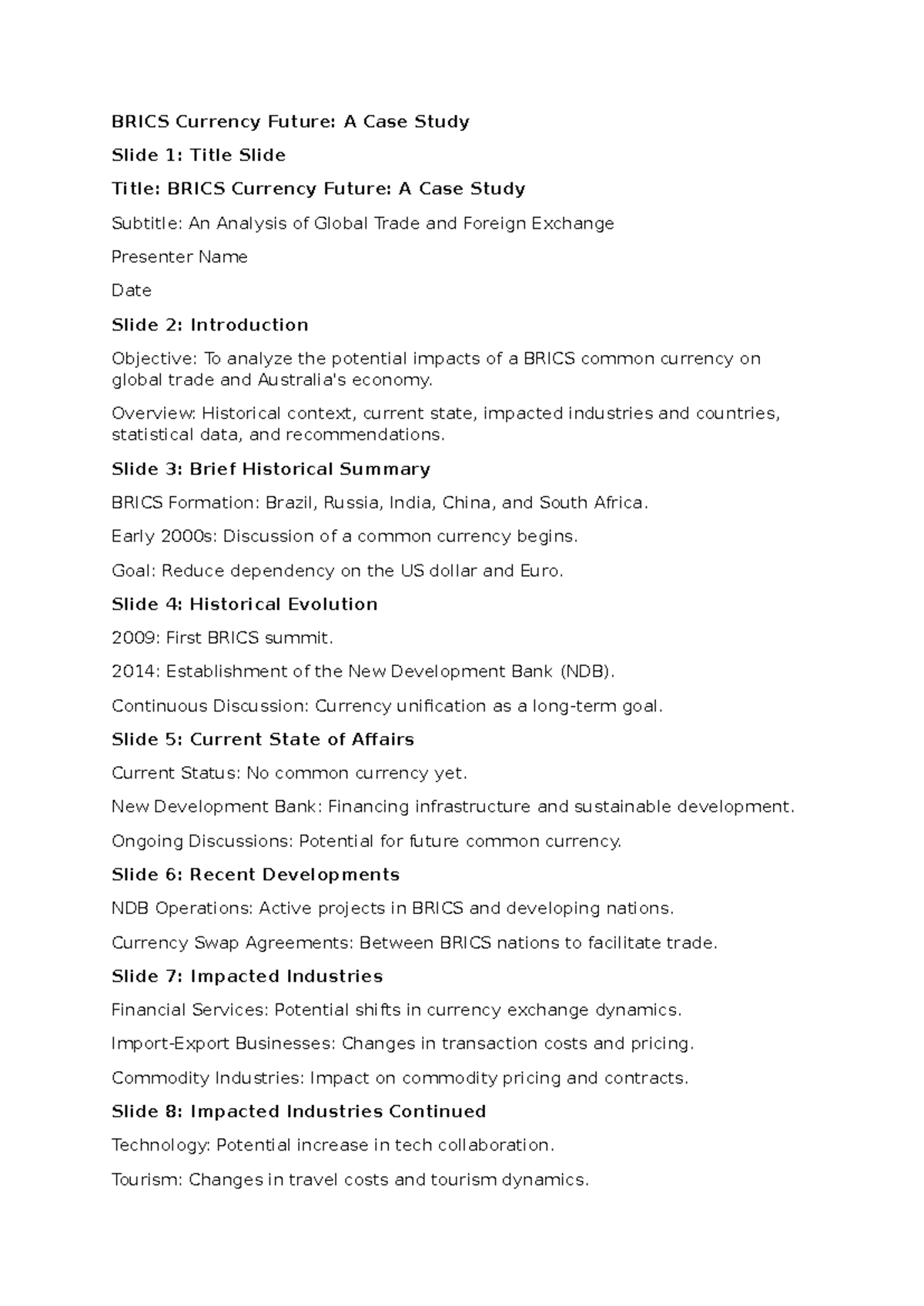 Brics Currency Future-sample - BRICS Currency Future: A Case Study ...