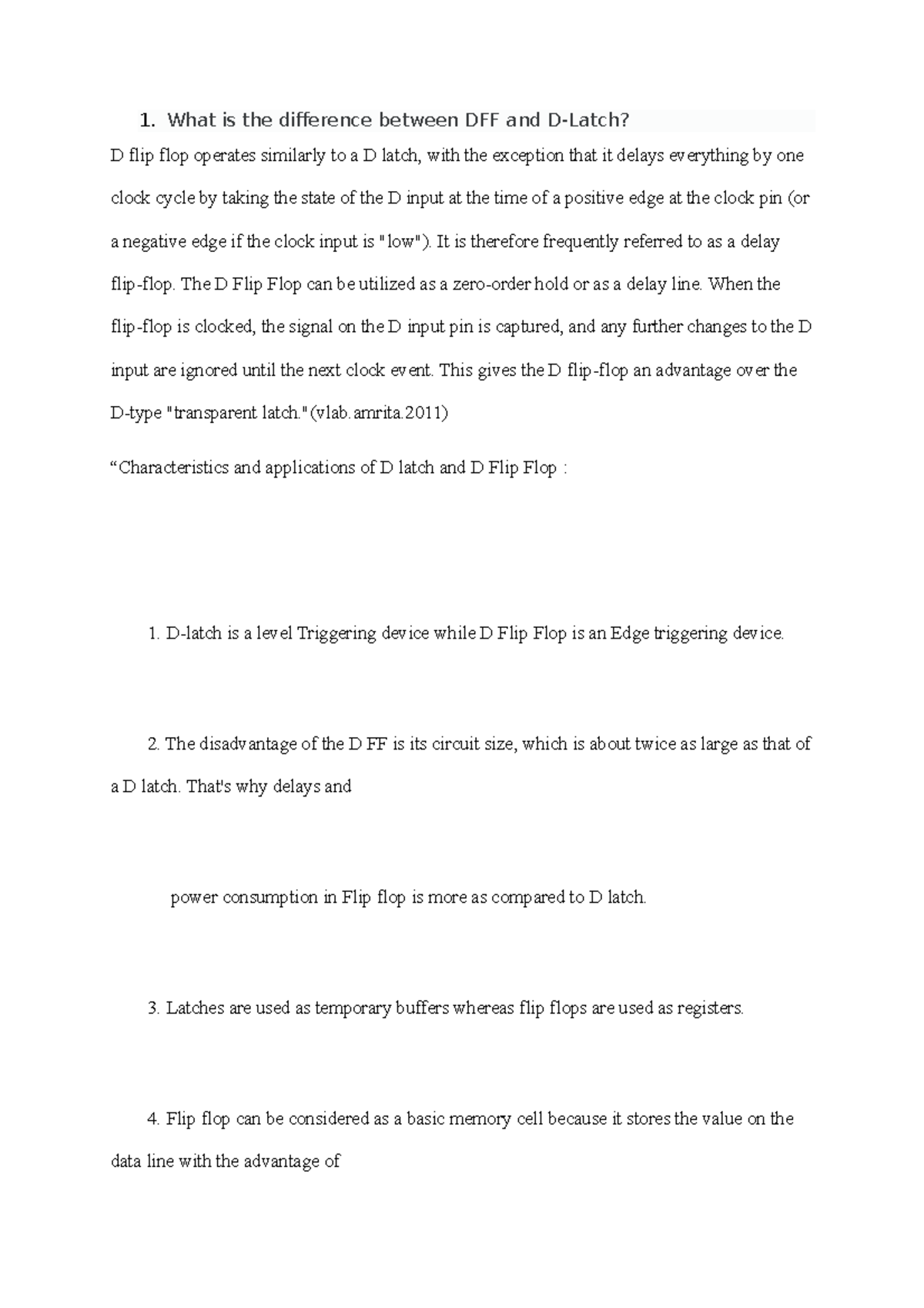 DA unit 4 - DA unit 4 - What is the difference between DFF and D-Latch ...