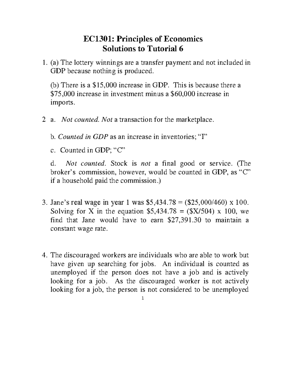 EC1301 - Tutorial 6 Suggested Answers - 1 EC 1301 : Principles of ...