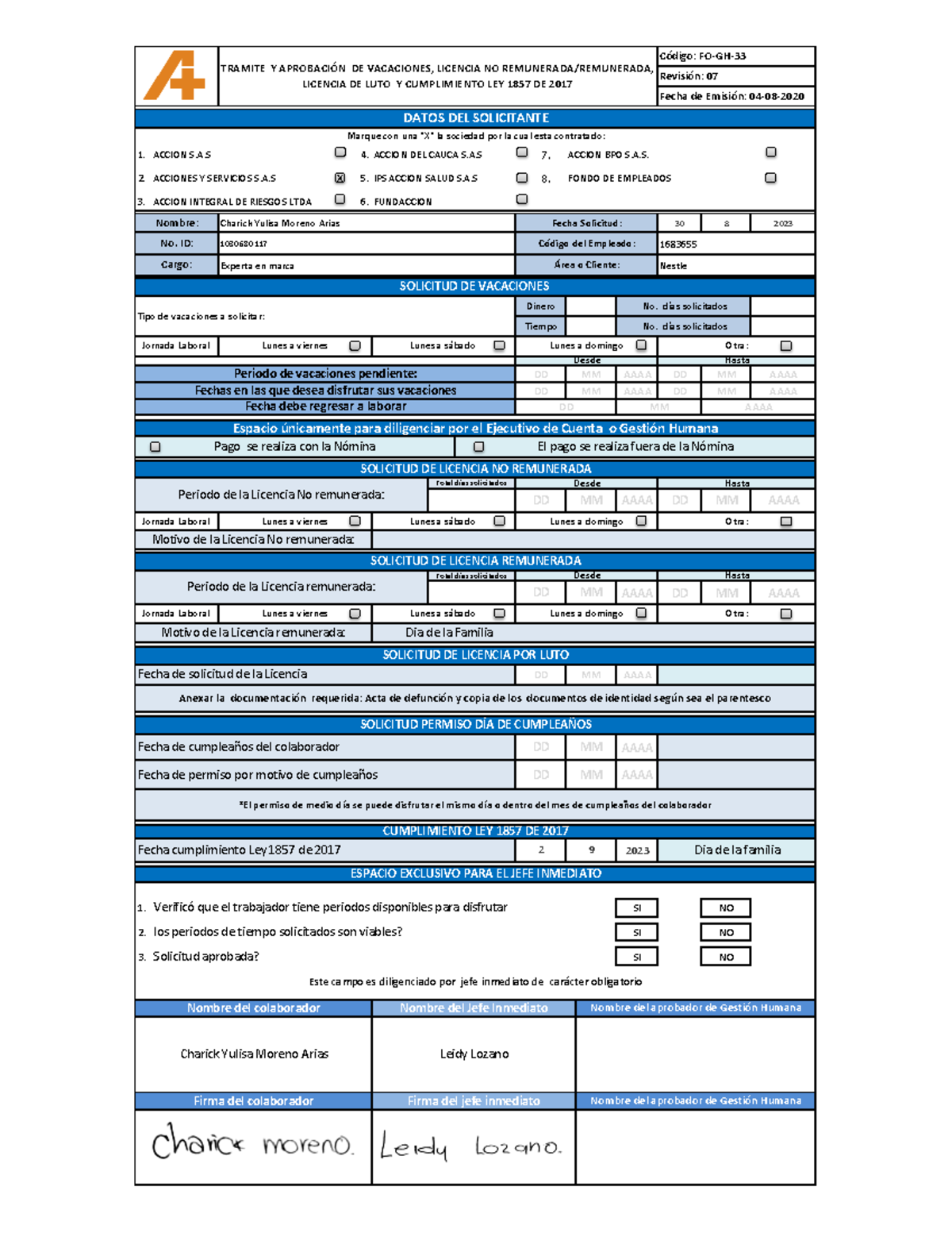 Formato LR, LNR, LT - 1. ACCION S.A 4. ACCION DEL CAUCA S.A 7. ACCION ...