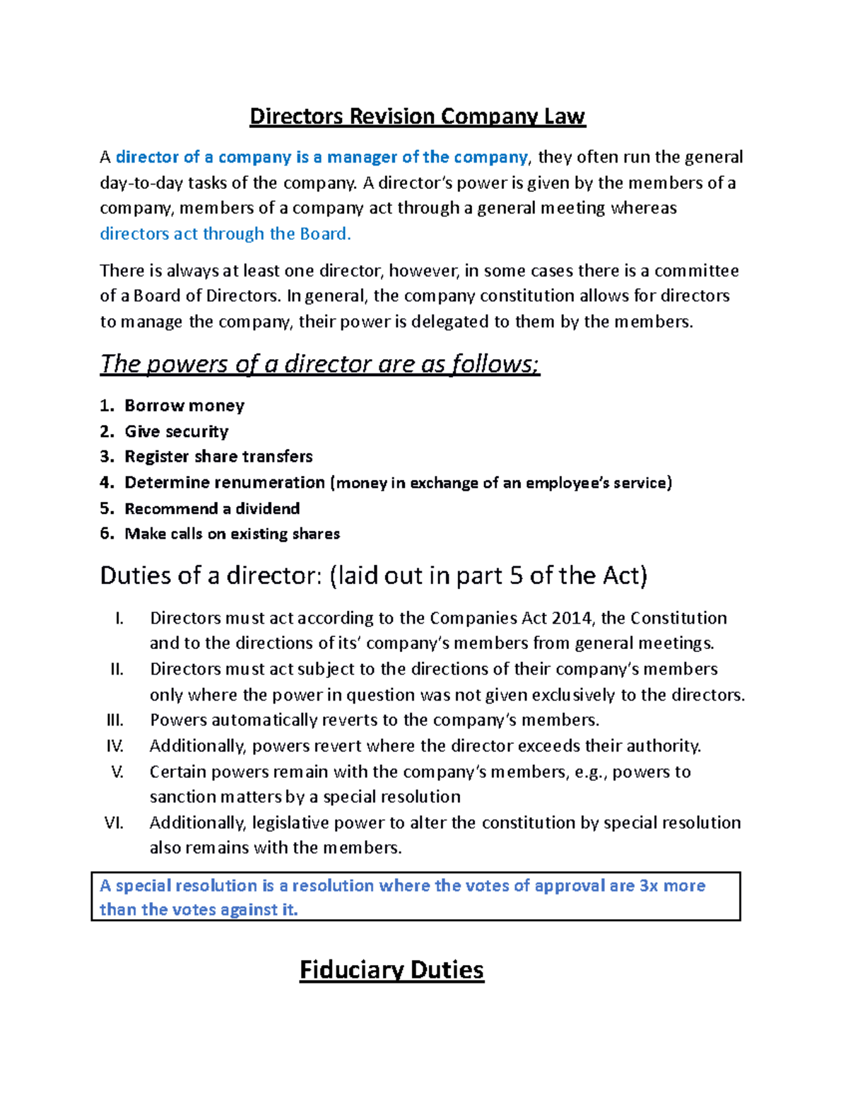 Company Law Directors Revision - Directors Revision Company Law A ...