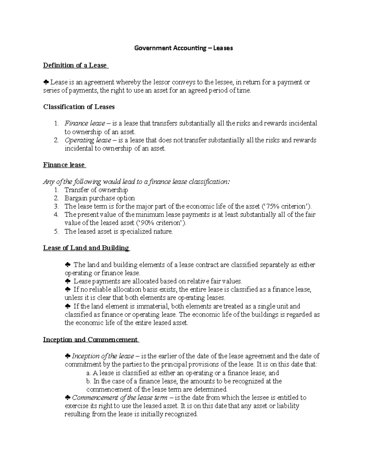 Definition of a Lease - Government Accounting – Leases Definition of a ...