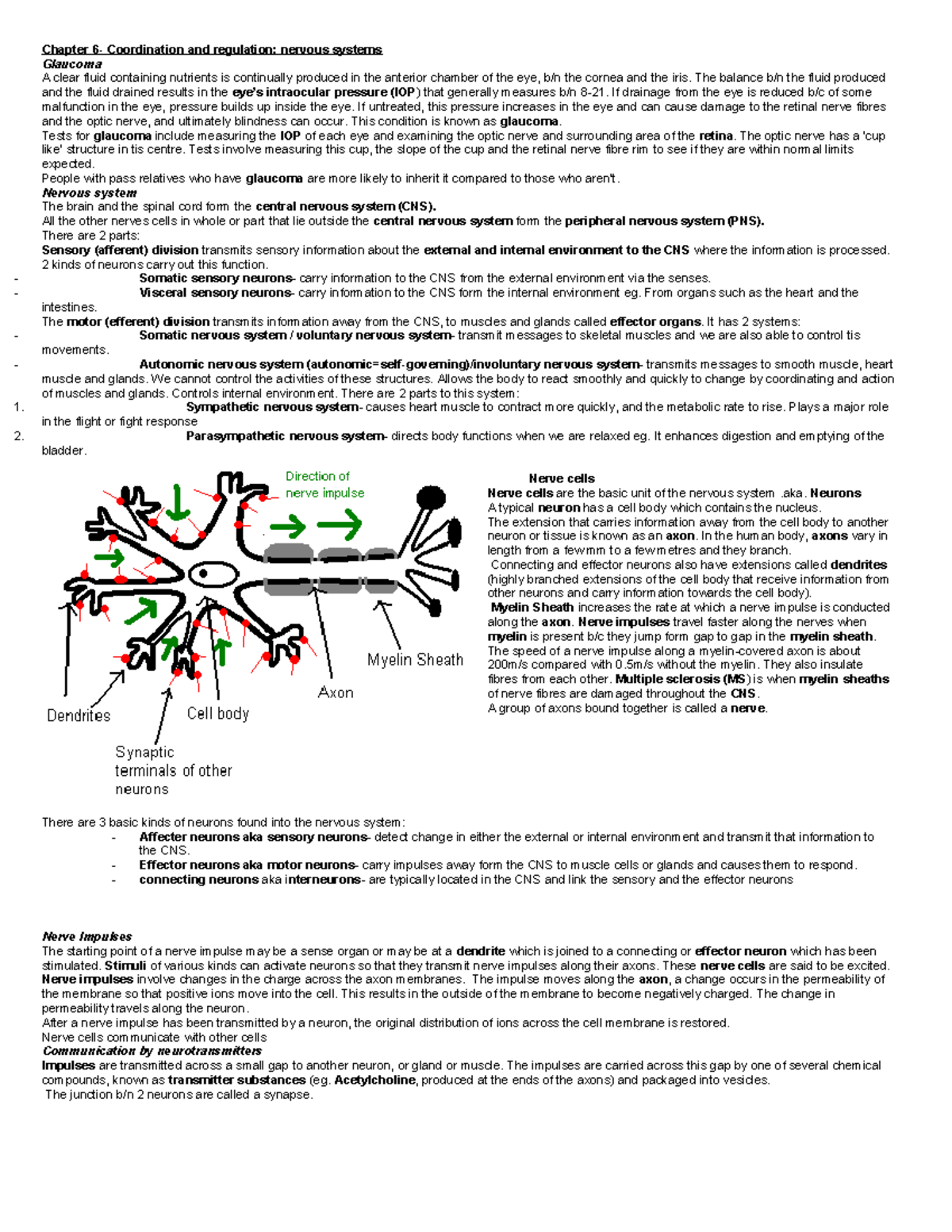 24 Nervous Systems - it a powerpoint - Chapter 6- Coordination and regulation: nervous systems ...
