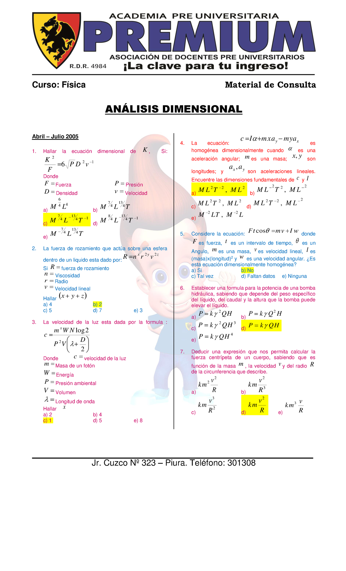 Analisis Dimensional OK - Curso: Física Material de Consulta ...
