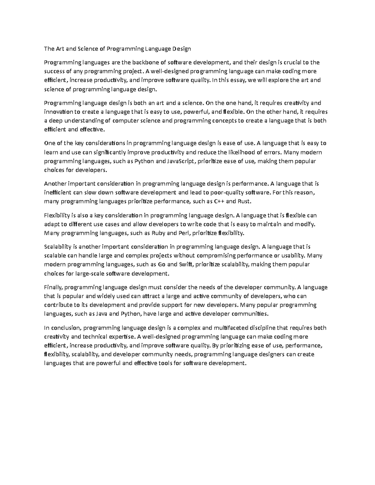 The Art And Science Of Programming Language Design The Art And Science Of Programming Language