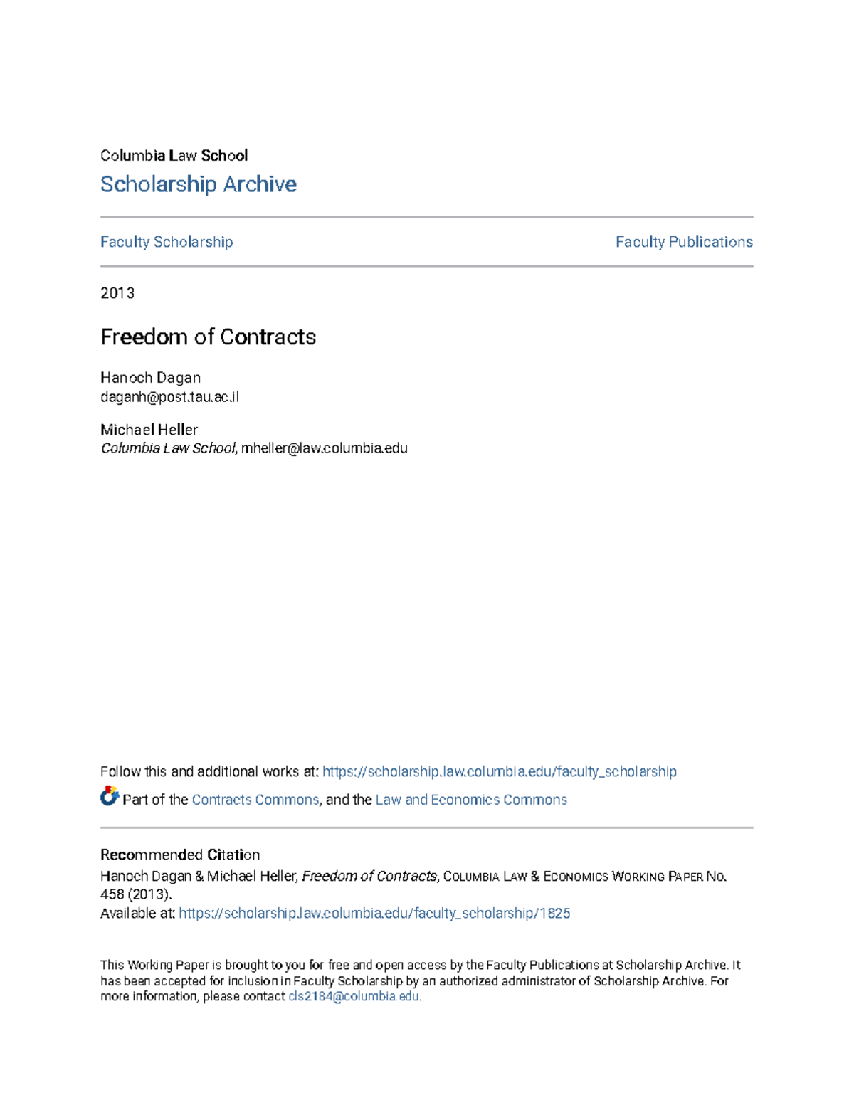 Freedom of contract - Columbia Law SchoolColumbia Law School ...