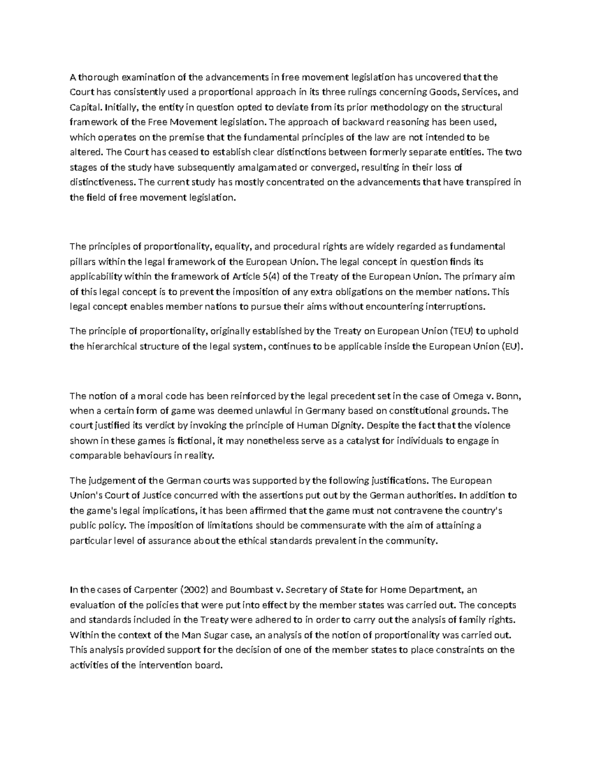 Proportionality movment of goods - A thorough examination of the ...