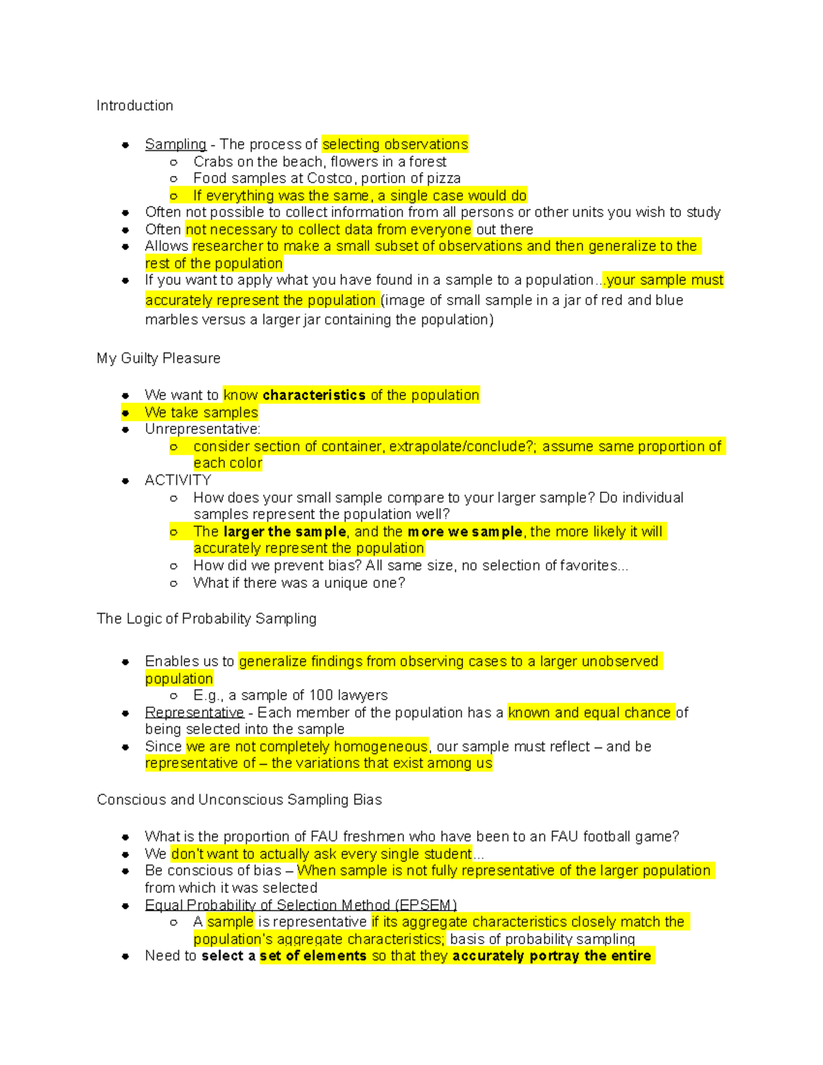 Chapter 8 Sampling - Introduction Sampling - The process of selecting ...